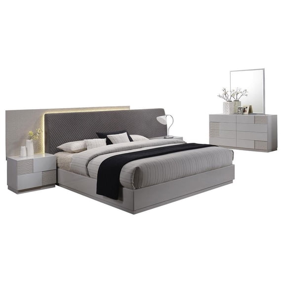 Best Master Furniture Naple, Silver Line Gray 5-Piece Modern Platform ...