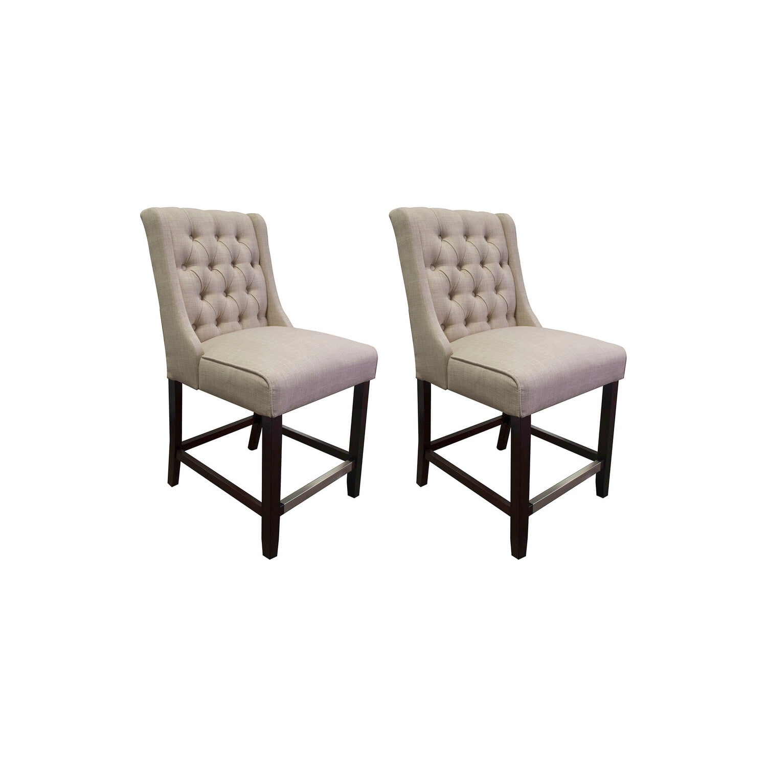 Best Master Newport Velour Fabric Tufted Back Bar Stool in Beige (Set ...
