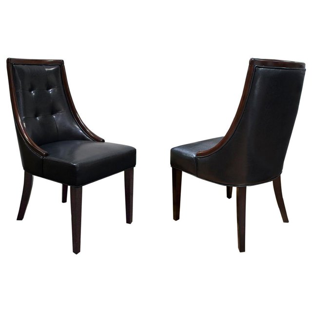 Best Master Raphael Faux Leather Dining Side Chair in Black/Espresso ...