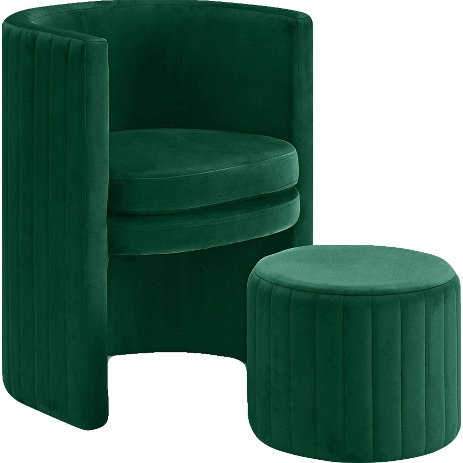 Best Master Seager Green Velvet Lounge Accent Arm Chair with Ottoman ...