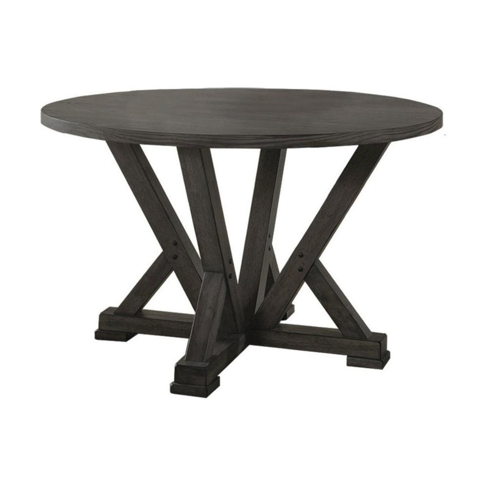 Best Master Distressed Solid Wood Round Dining Table in Antique Rustic ...