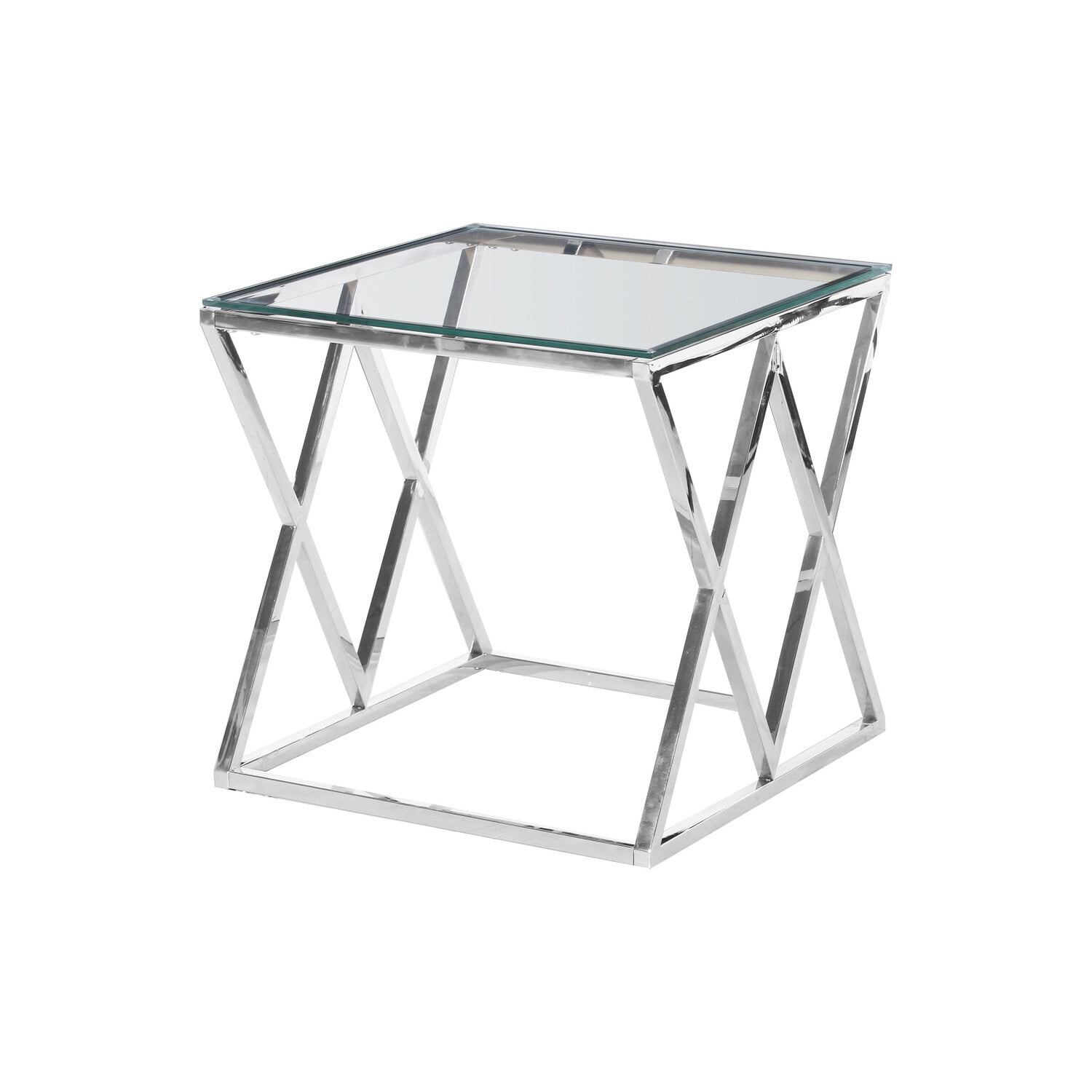 Best Master Stainless Steel and Glass Square End Table in Silver/Clear ...