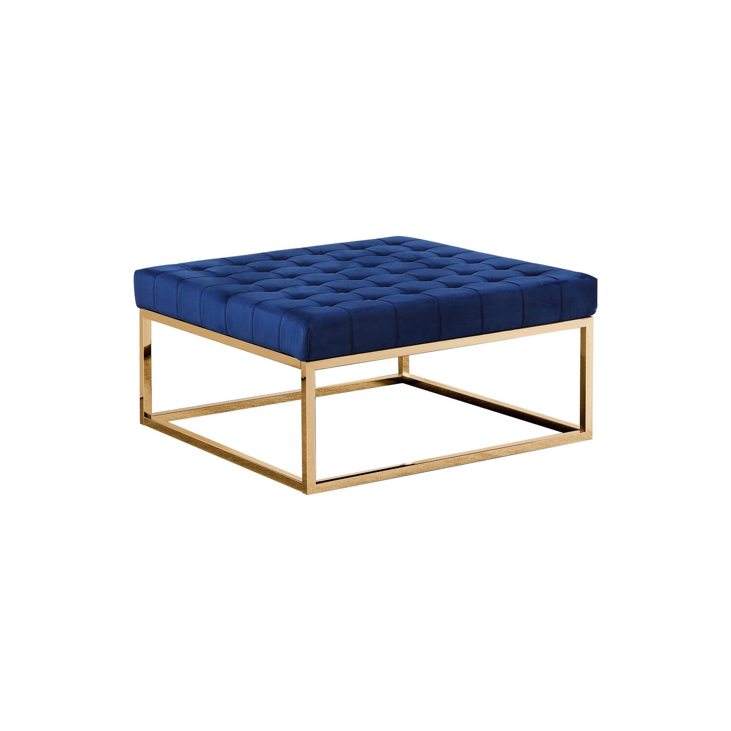 Best Master Velvet Upholstery Square Ottoman Coffee Table Navy Blue ...