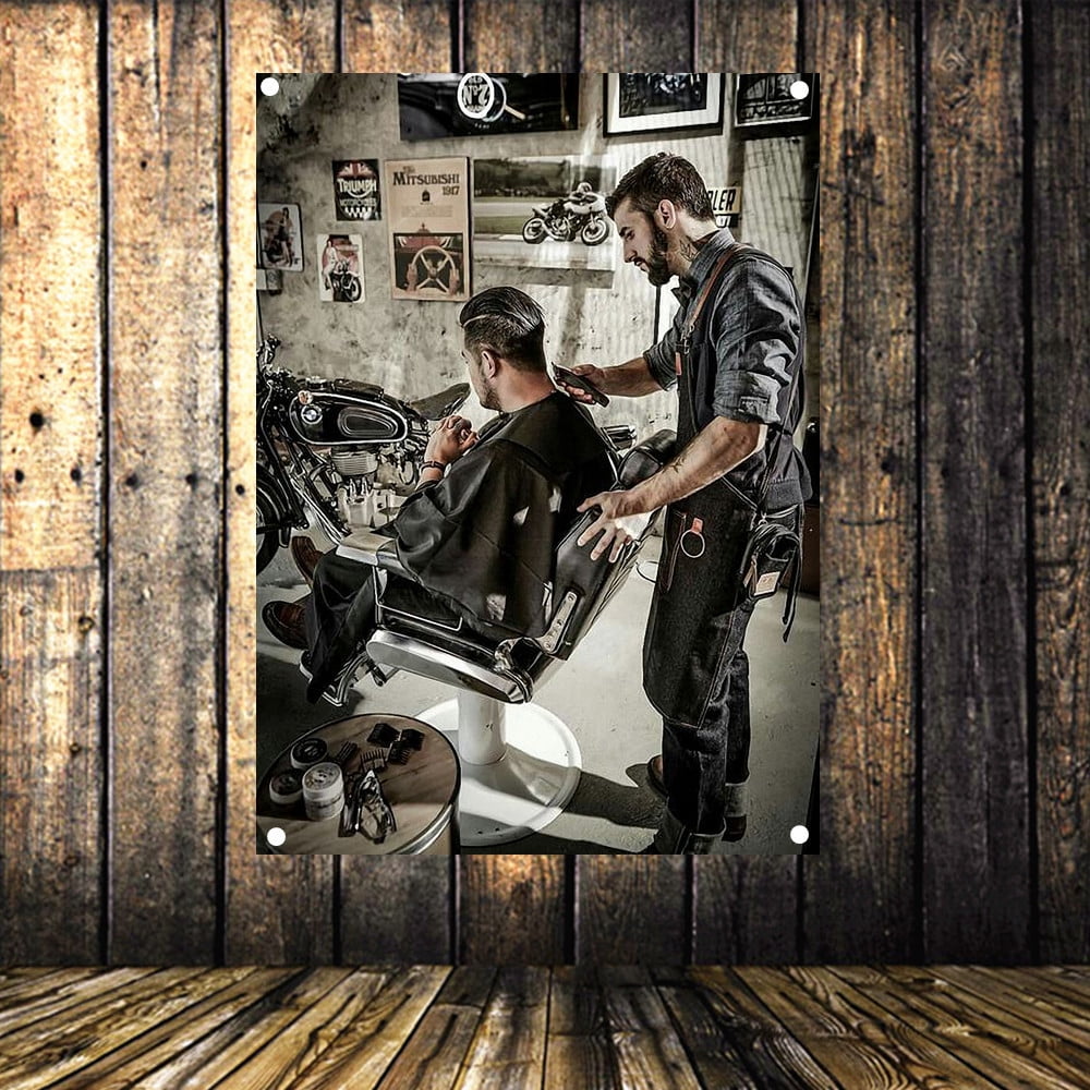 Best Men's Short Side Hairstyles 38" x 57" Vintage Barber Shop Signboard Wall Decor Banner Flag ...