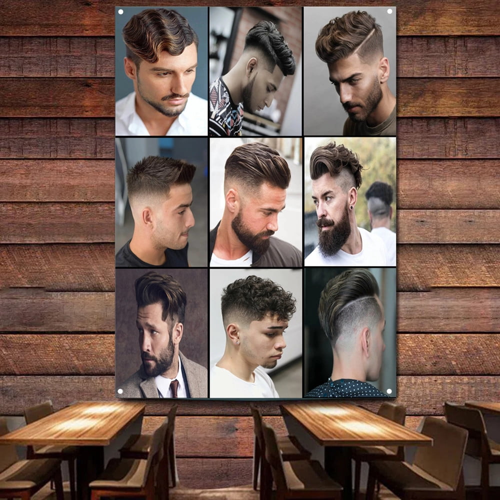 Best Men's Short Side Hairstyles Retro Barber Shop Signboard Wall Decor ...