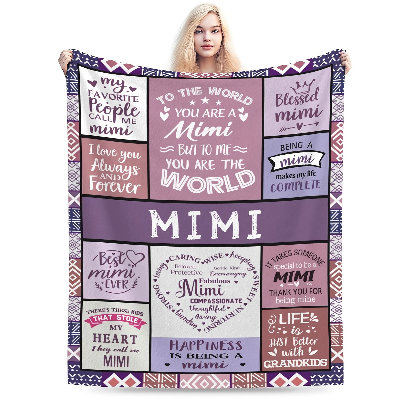 Best Mimi Ever - Cozy Boho Plaid Throw Blanket, Perfect Gift from ...