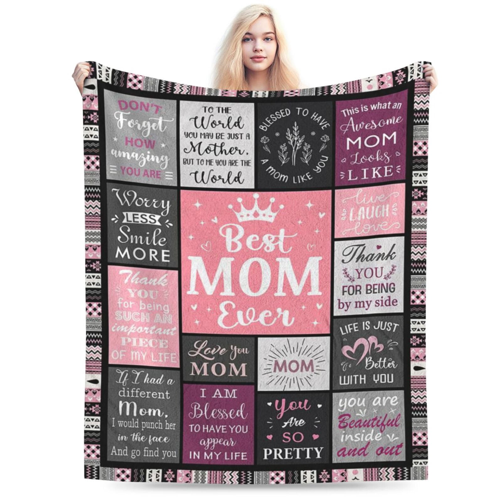Best Mom Ever Blanket, Mother’s Day Appreciation Gift Throw, Loving ...