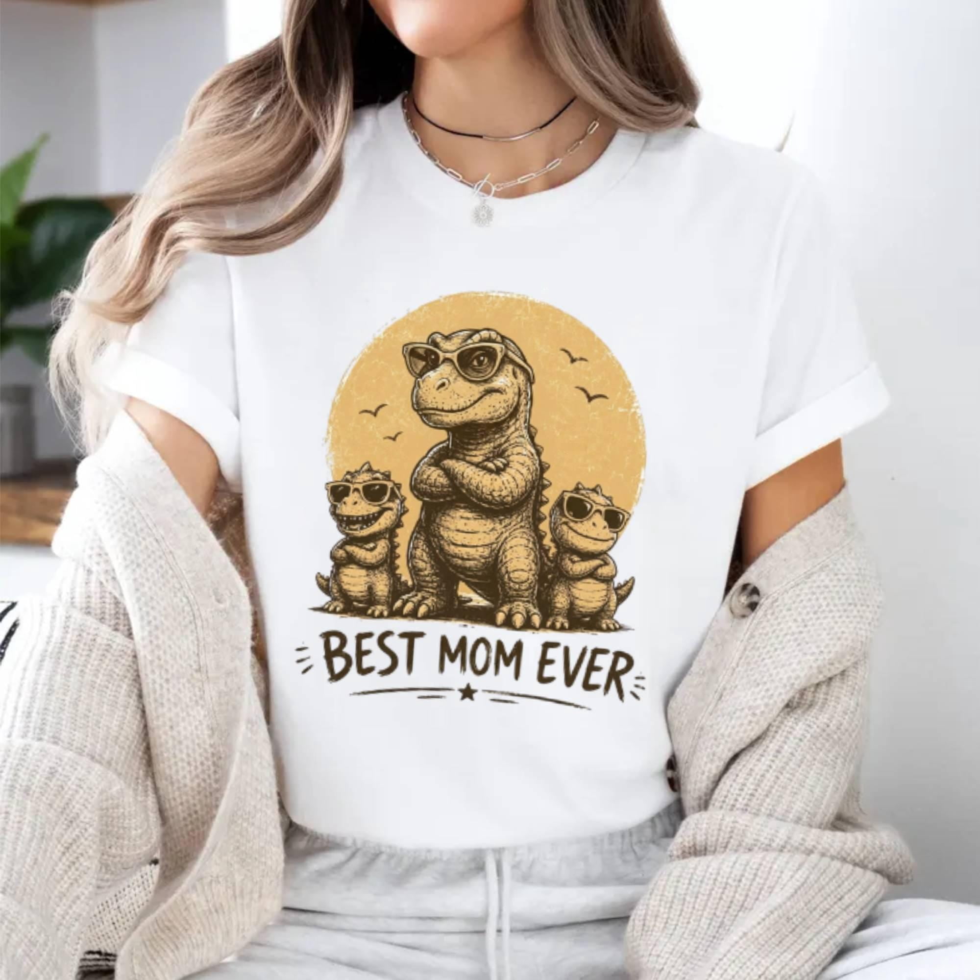 Best Mom Ever Dinosaur Shirt, Funny Mom T-Shirt, Cute Dino Family Tee ...