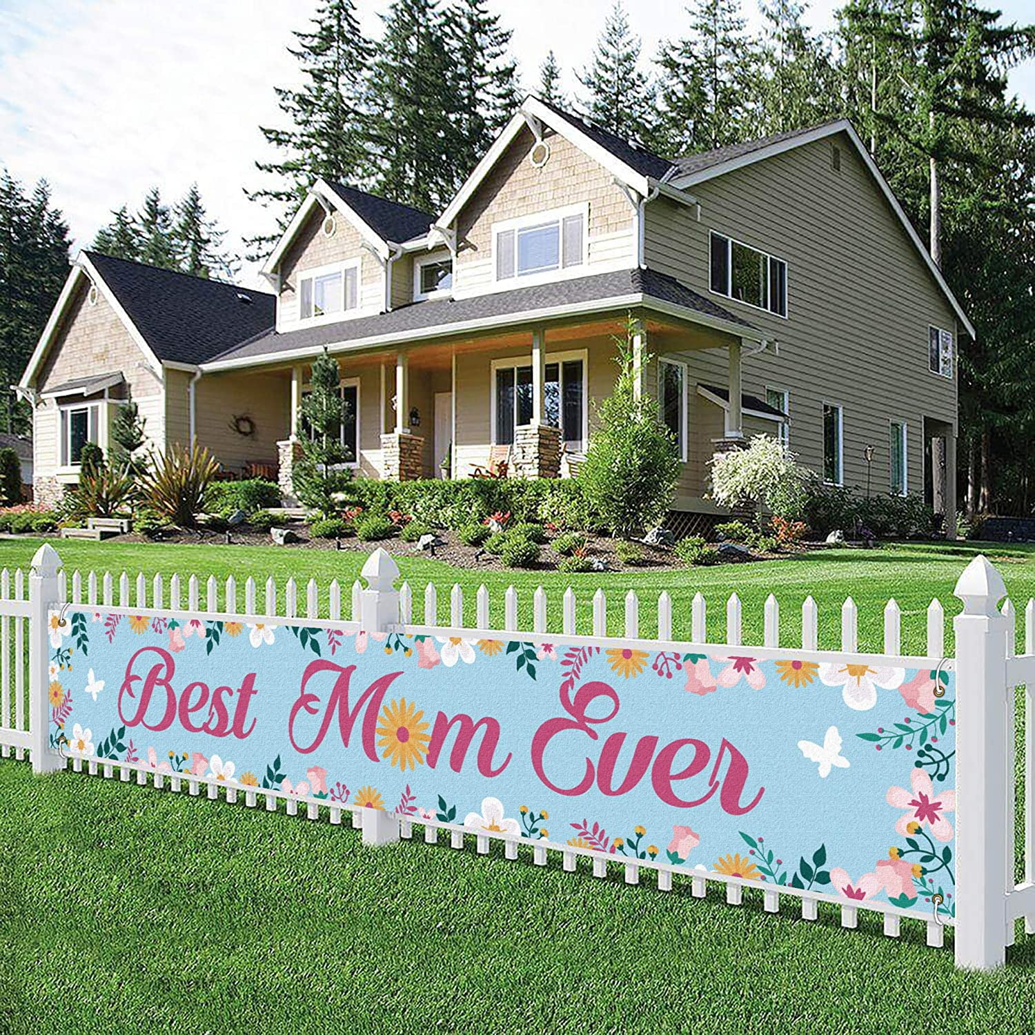 Best Mom Ever Large Banner, Mother Birthday Garland, Mother’s Day Lawn ...