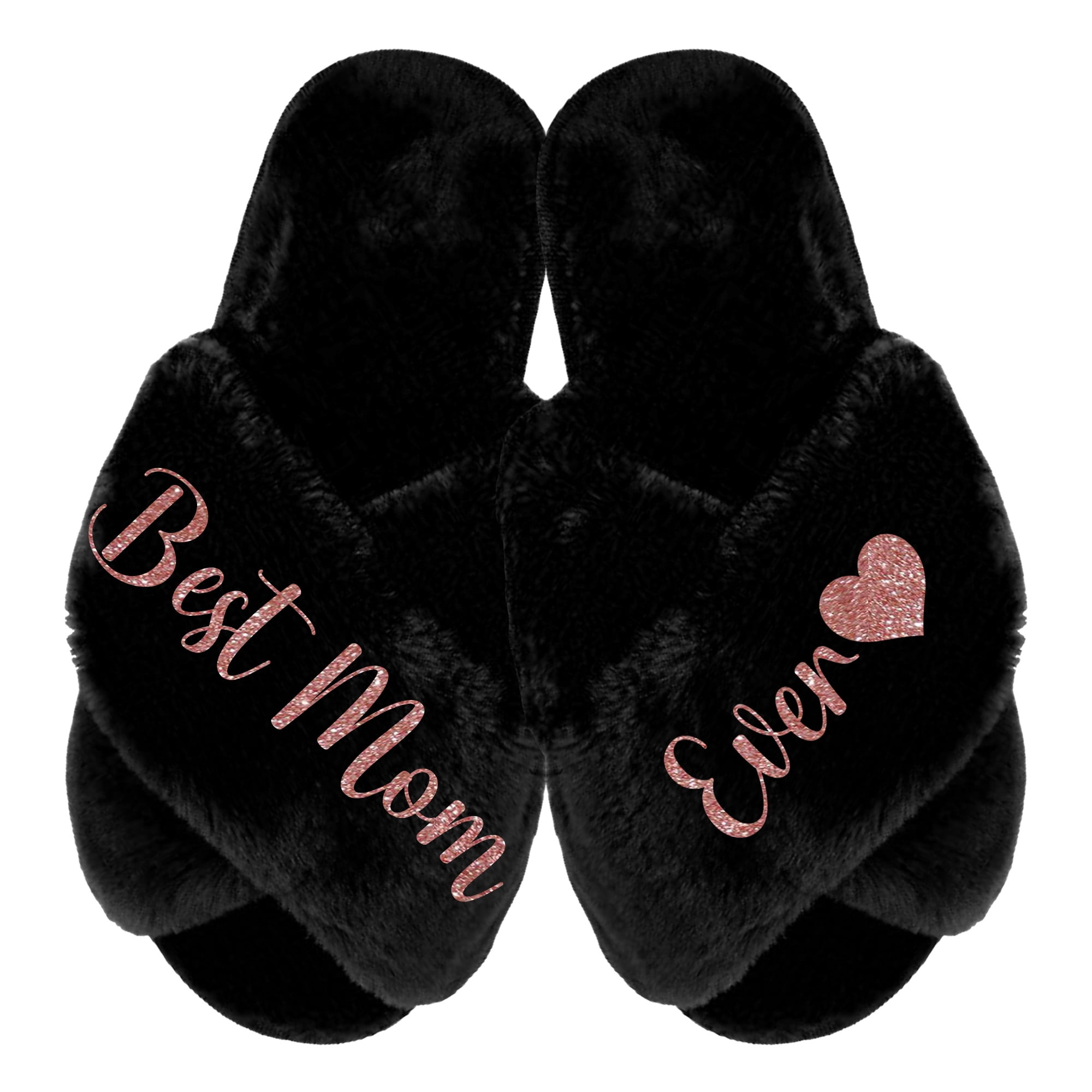 Best Mom Ever Slippers - Fluffy Criss Cross Slippers for Women - Sizes ...