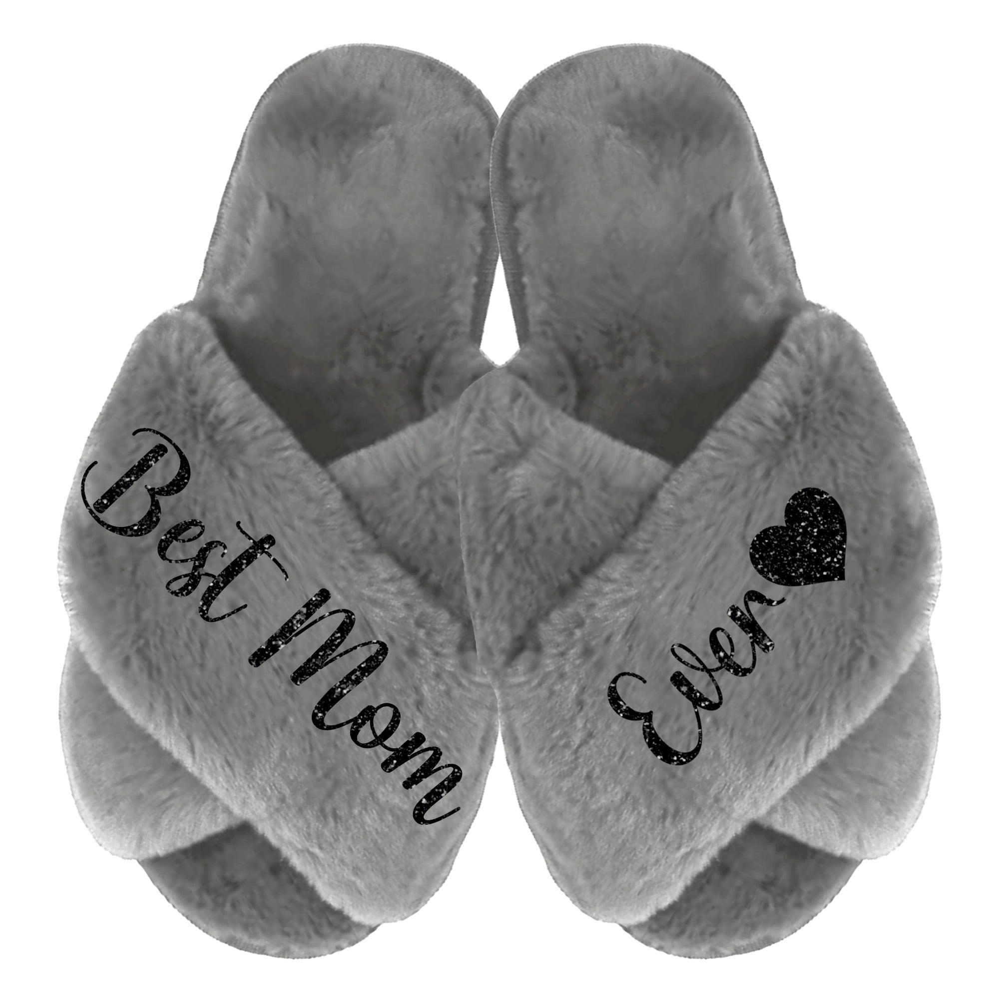 Best Mom Ever Slippers - Fluffy Criss Cross Slippers for Women - Sizes ...