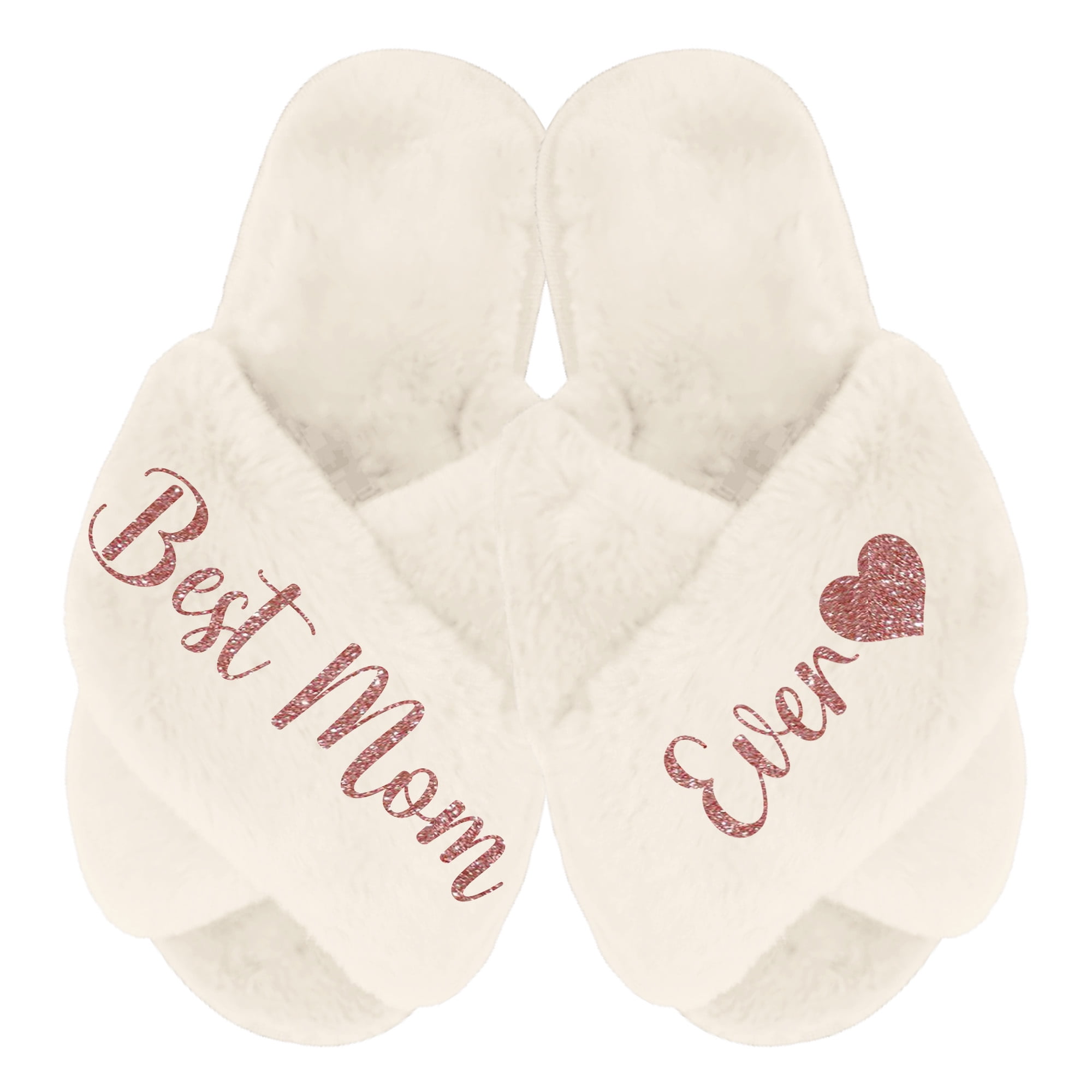 Best Mom Ever Slippers - Fluffy Criss Cross Slippers for Women - Sizes ...