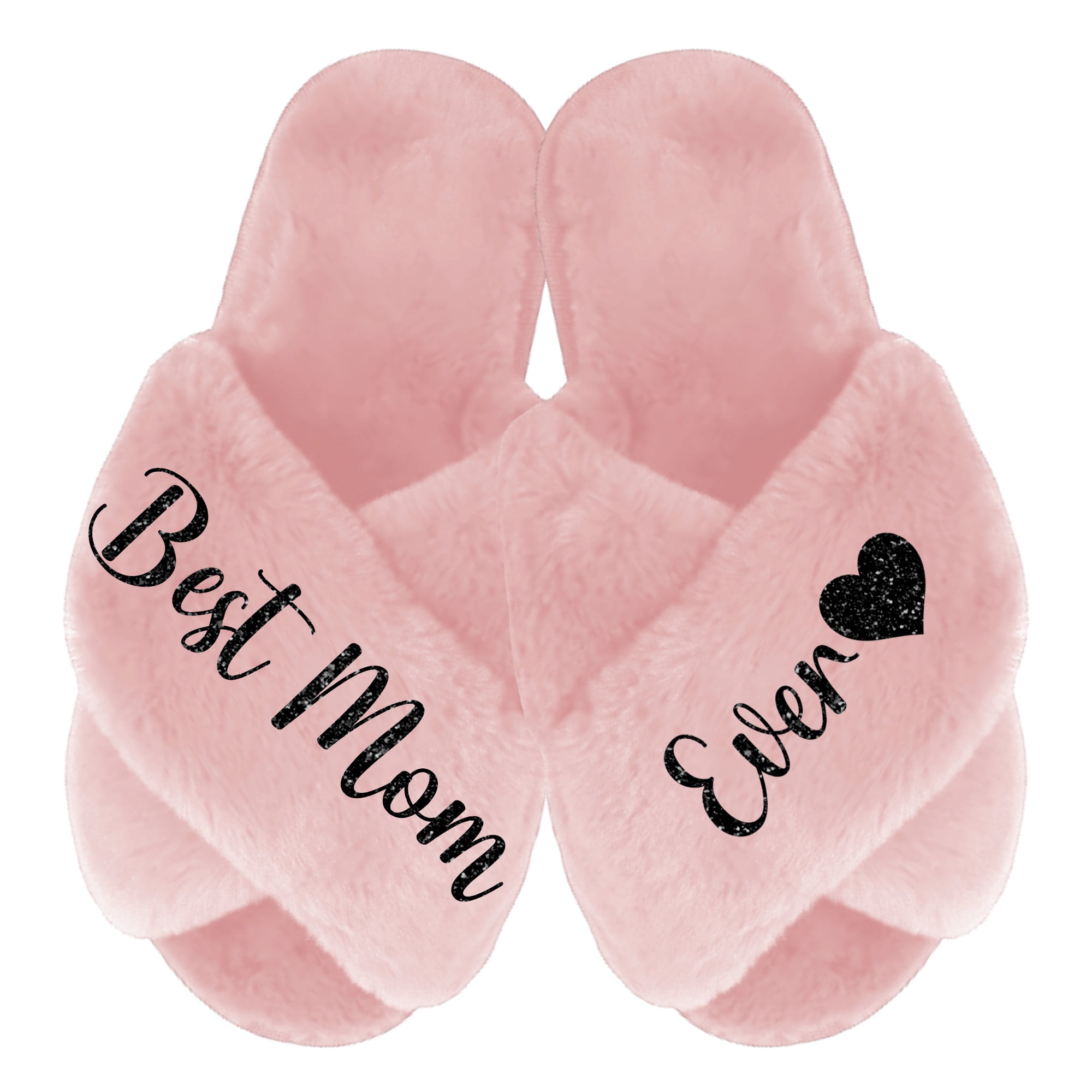 Best Mom Ever Slippers - Fluffy Criss Cross Slippers for Women - Sizes ...