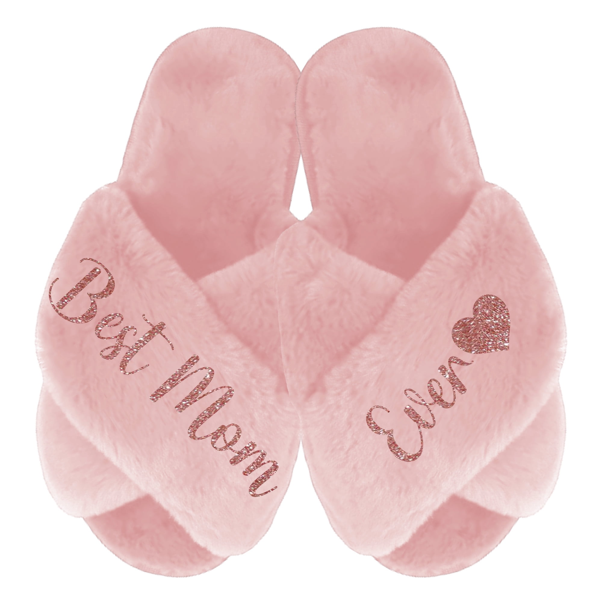 Best Mom Ever Slippers - Fluffy Criss Cross Slippers for Women - Sizes ...