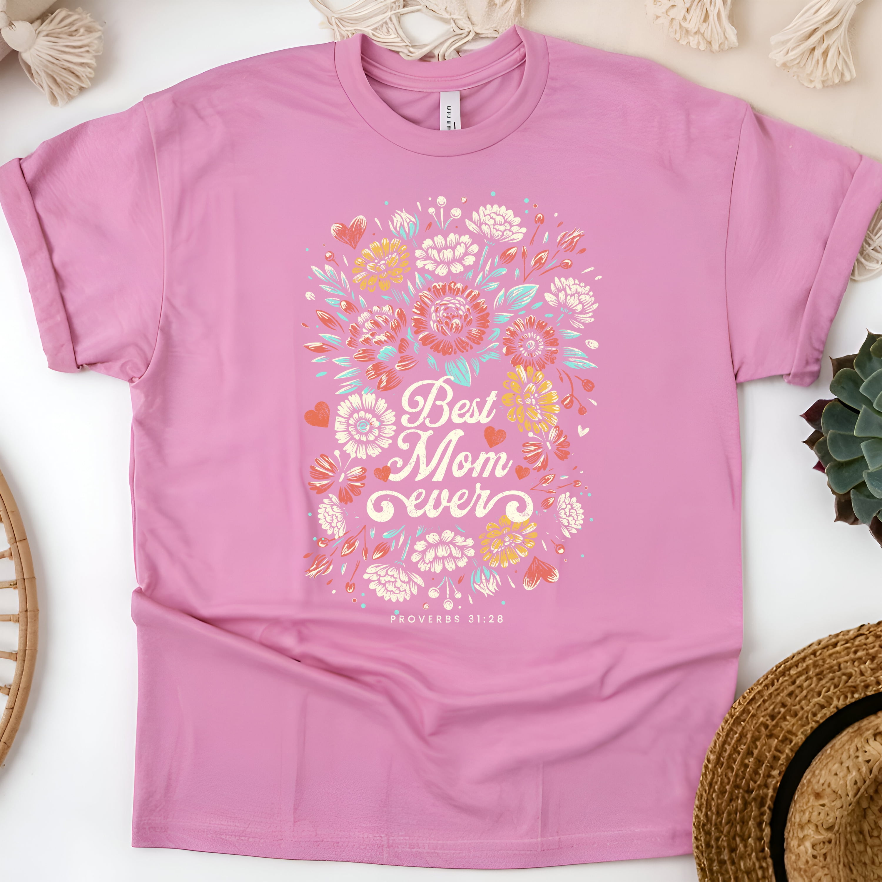 Best Mom Ever T-Shirt, Proverbs 31:28 Bible Verse Floral Graphic Teee ...