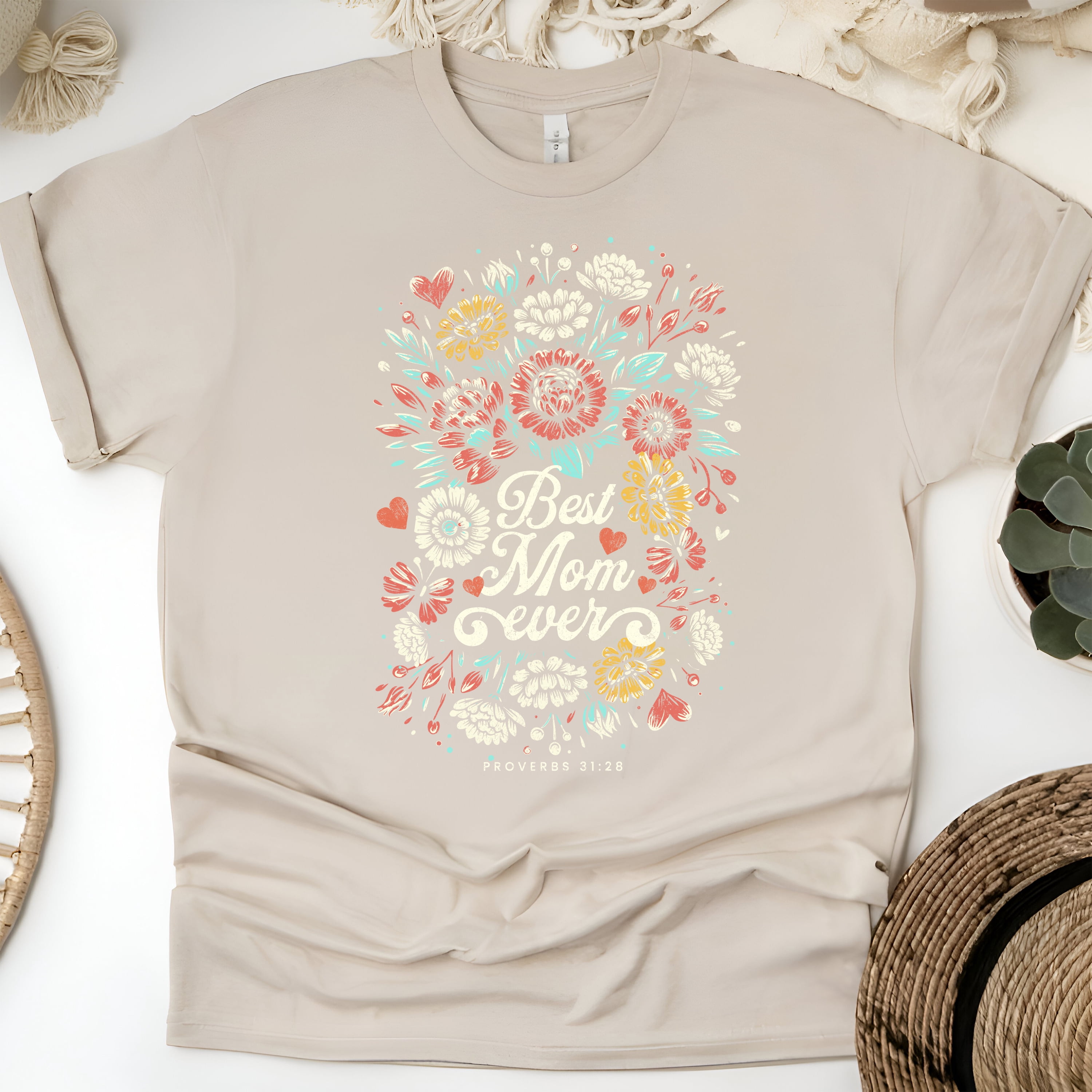 Best Mom Ever T-Shirt, Proverbs 31:28 Bible Verse Floral Graphic Teee ...