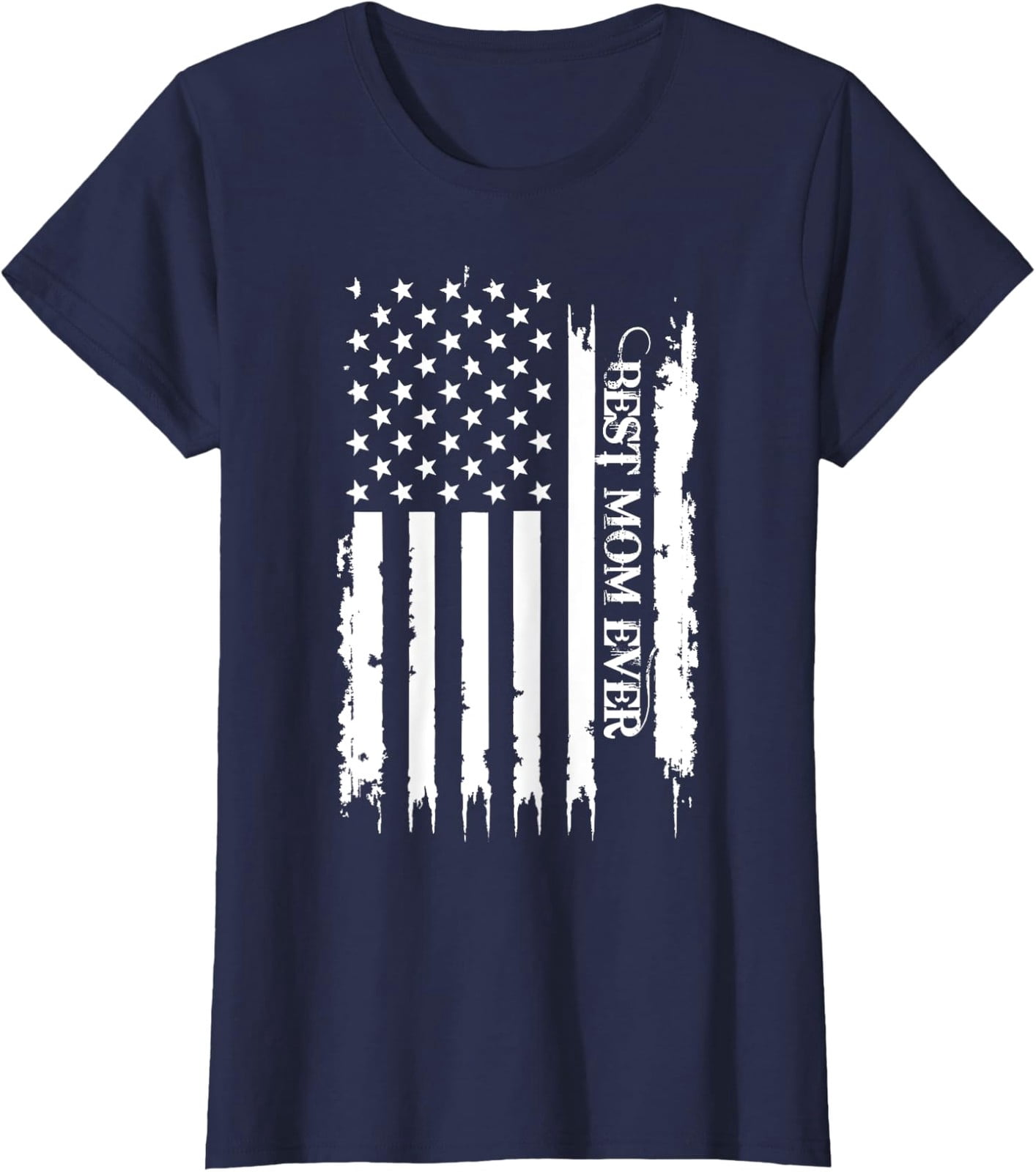 Best Mom Ever United States Distressed US Flag Ladies' Crewneck T-Shirt ...