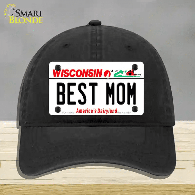 Best Mom Wisconsin Novelty License Plate Hat Unconstructed Cotton Black ...