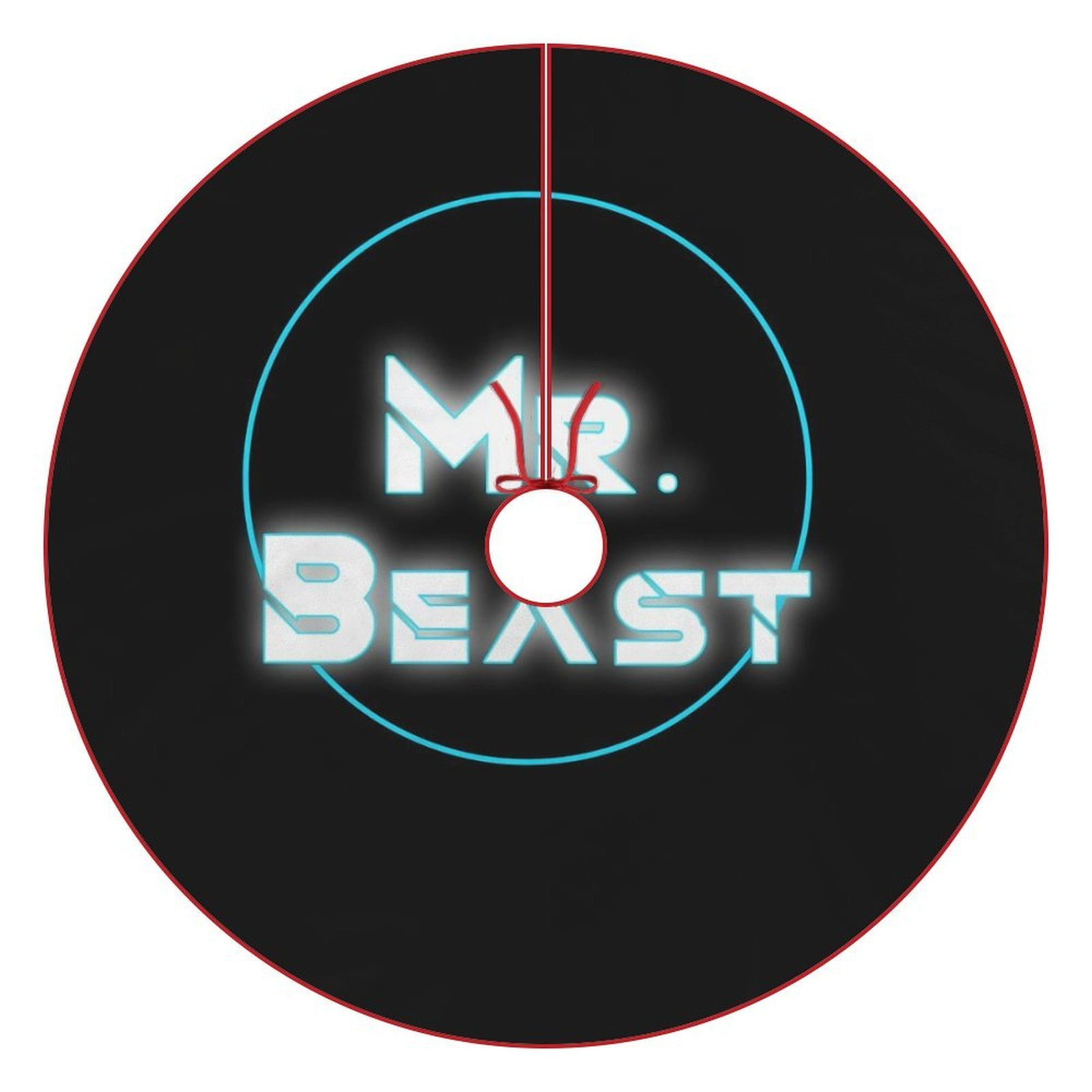Best Mr.Beast Neon Logo Design Large Merry Christmas Tree Skirt, Funny ...