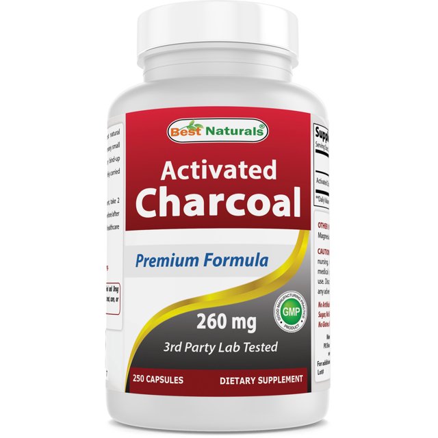 Best Naturals Activated Charcoal 260 mg 250 Capsules - Walmart.com
