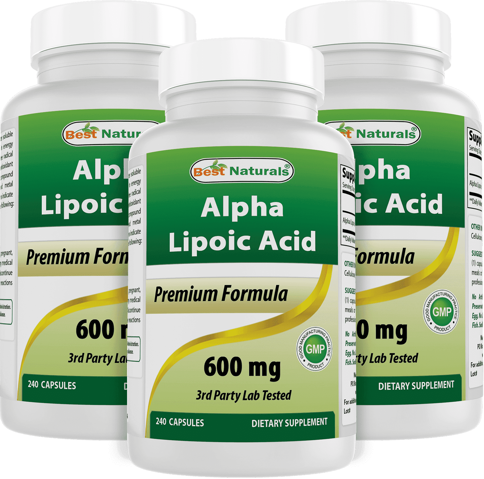 Best Naturals Alpha Lipoic Acid 600 mg 240 Capsules (Pack of 3 ...