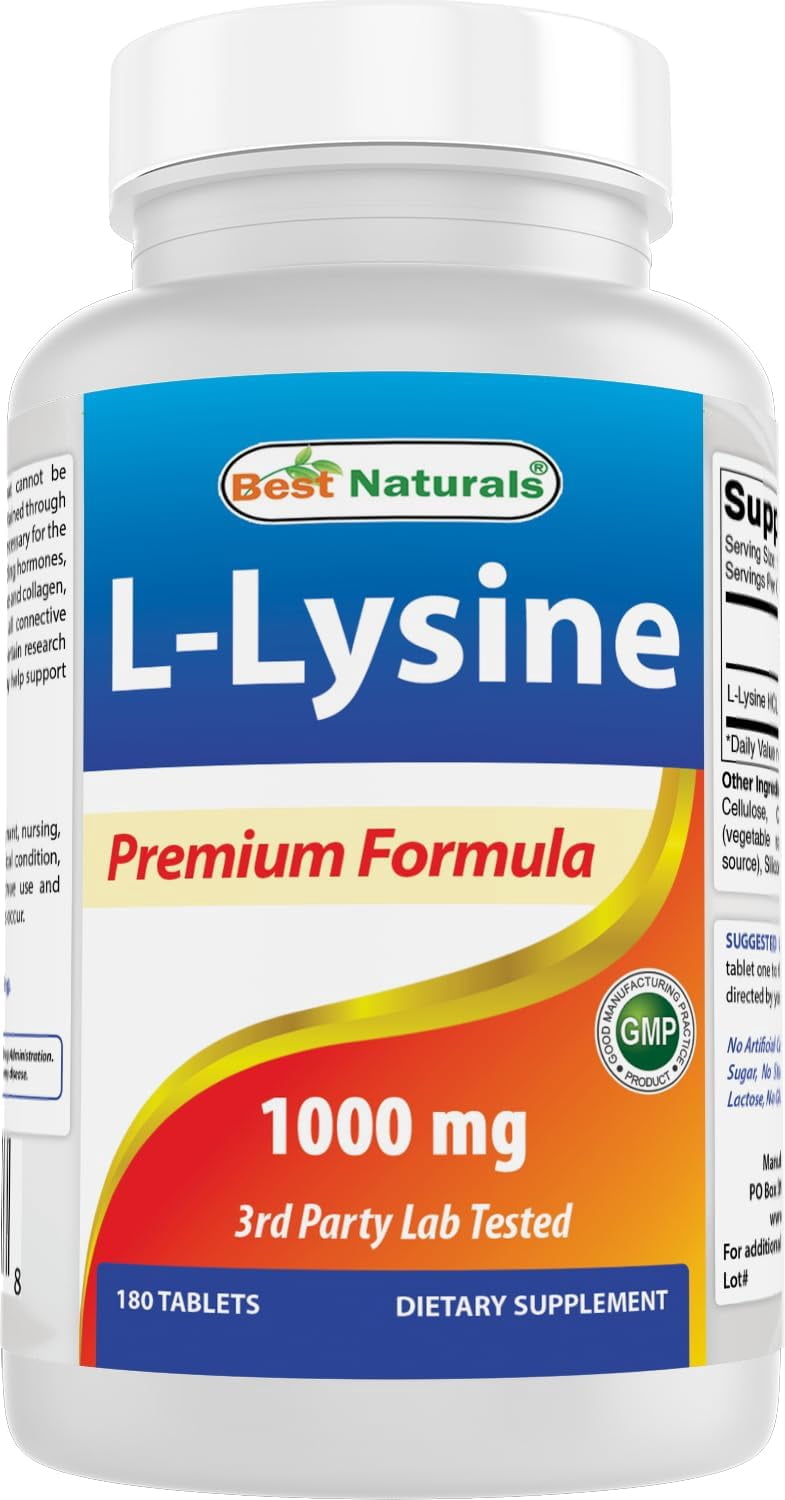 Best Naturals, Amino Acid Supplement, 1000mg L-Lysine, 180 Ct - Walmart.com