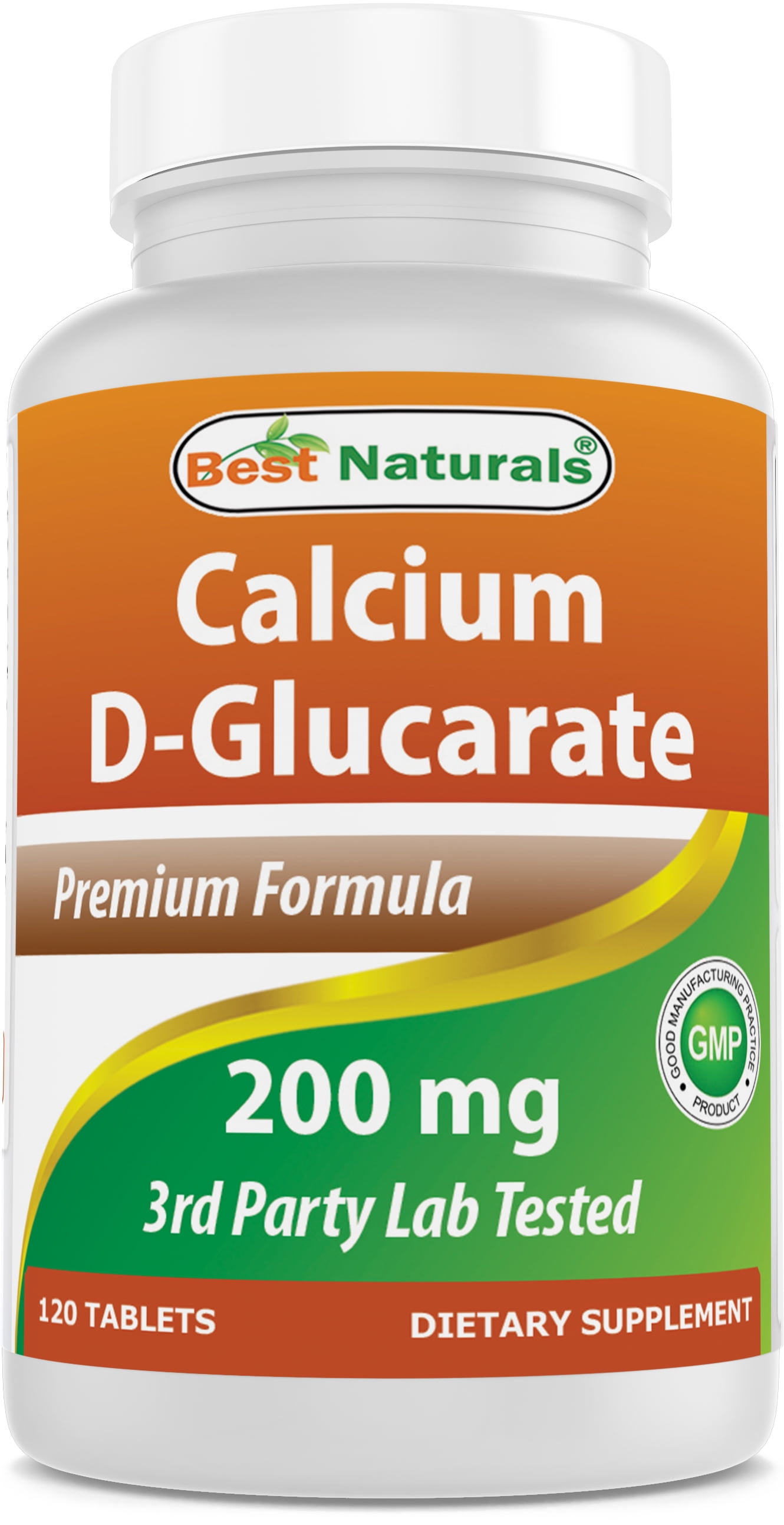 Best Naturals Calcium D-Glucarate 200 mg 120 Tablets Supports Hormonal ...