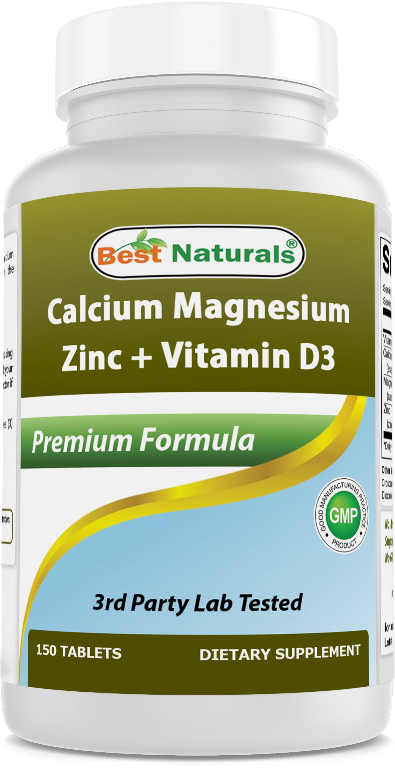 Best Naturals Calcium Magnesium Zinc with Vitamin D3, 150 Tablets ...