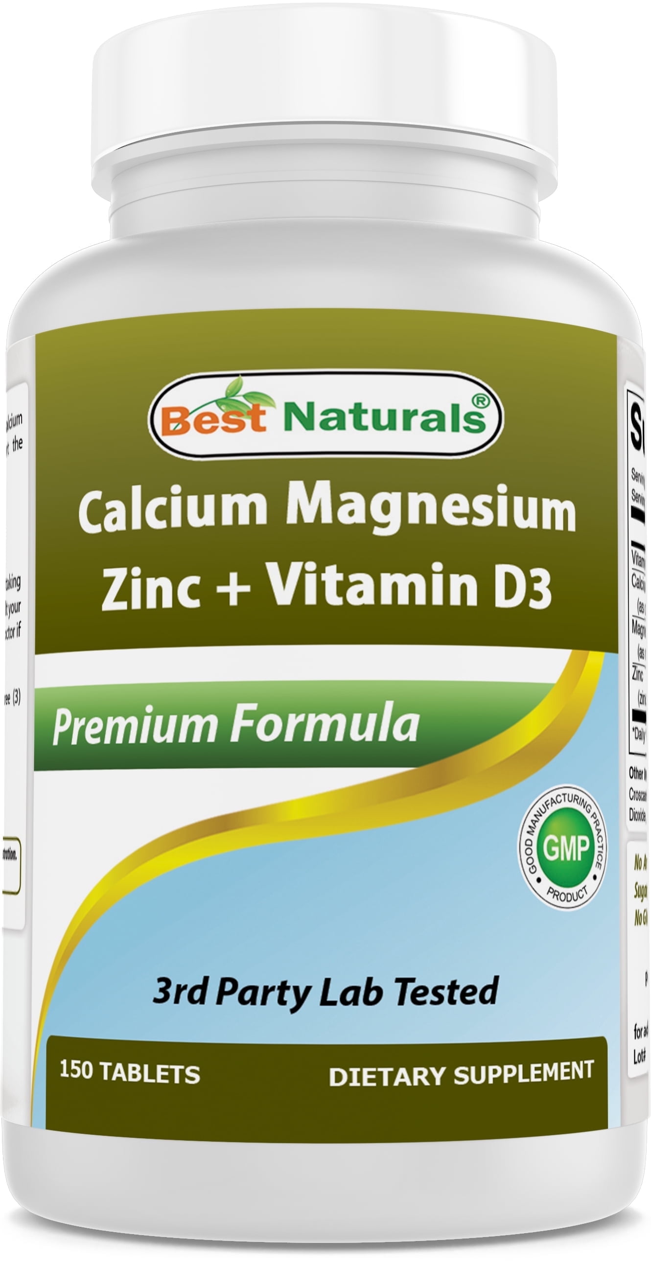 Best Naturals Calcium Magnesium Zinc with Vitamin D3, 150 Tablets ...