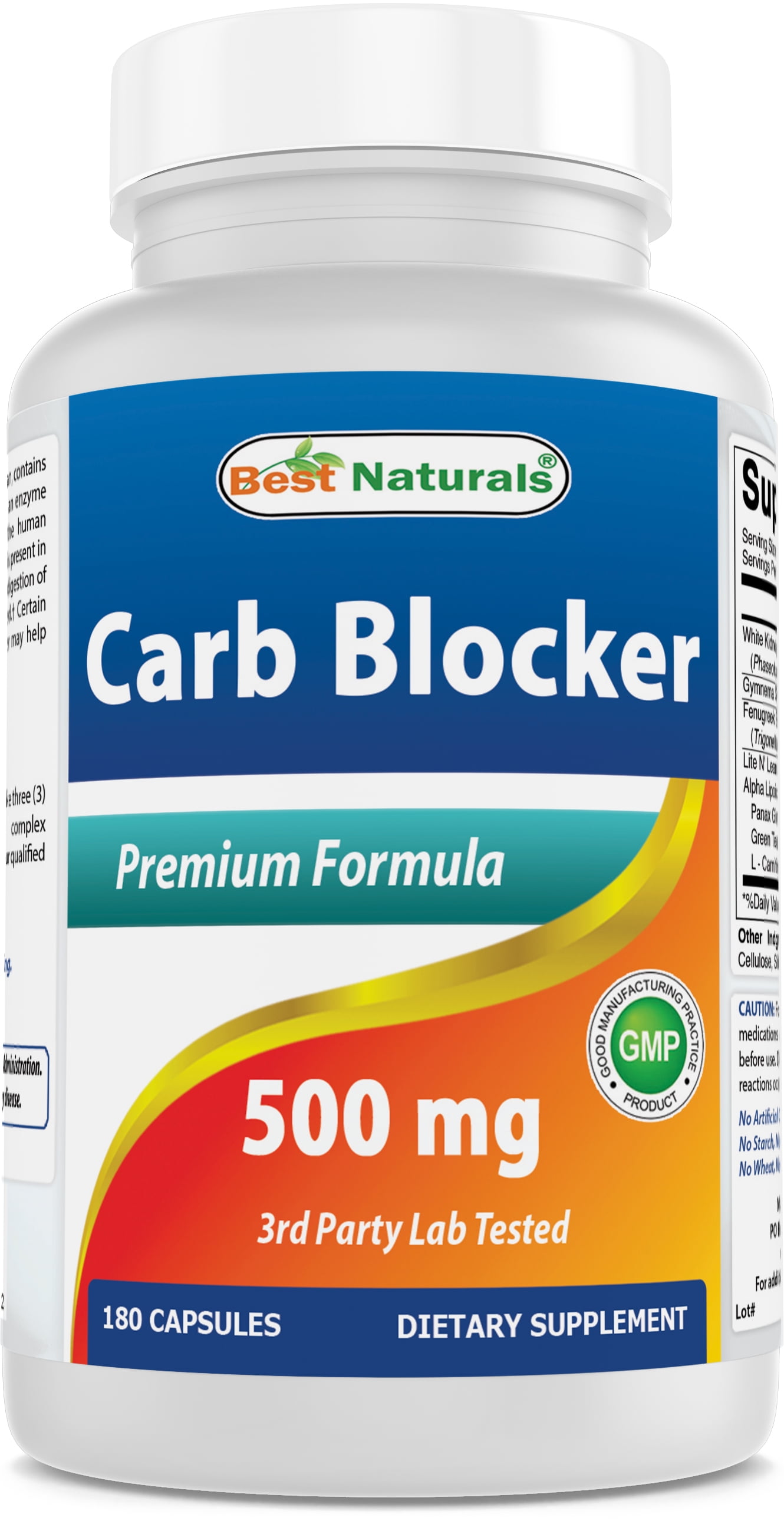 Best Naturals Carb Blocker 500mg Diet Control Supplement, 180 Capsules ...