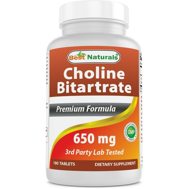 Best Naturals Choline Supplement, 650 mg, Gluten-Free, 180 Vitamin ...