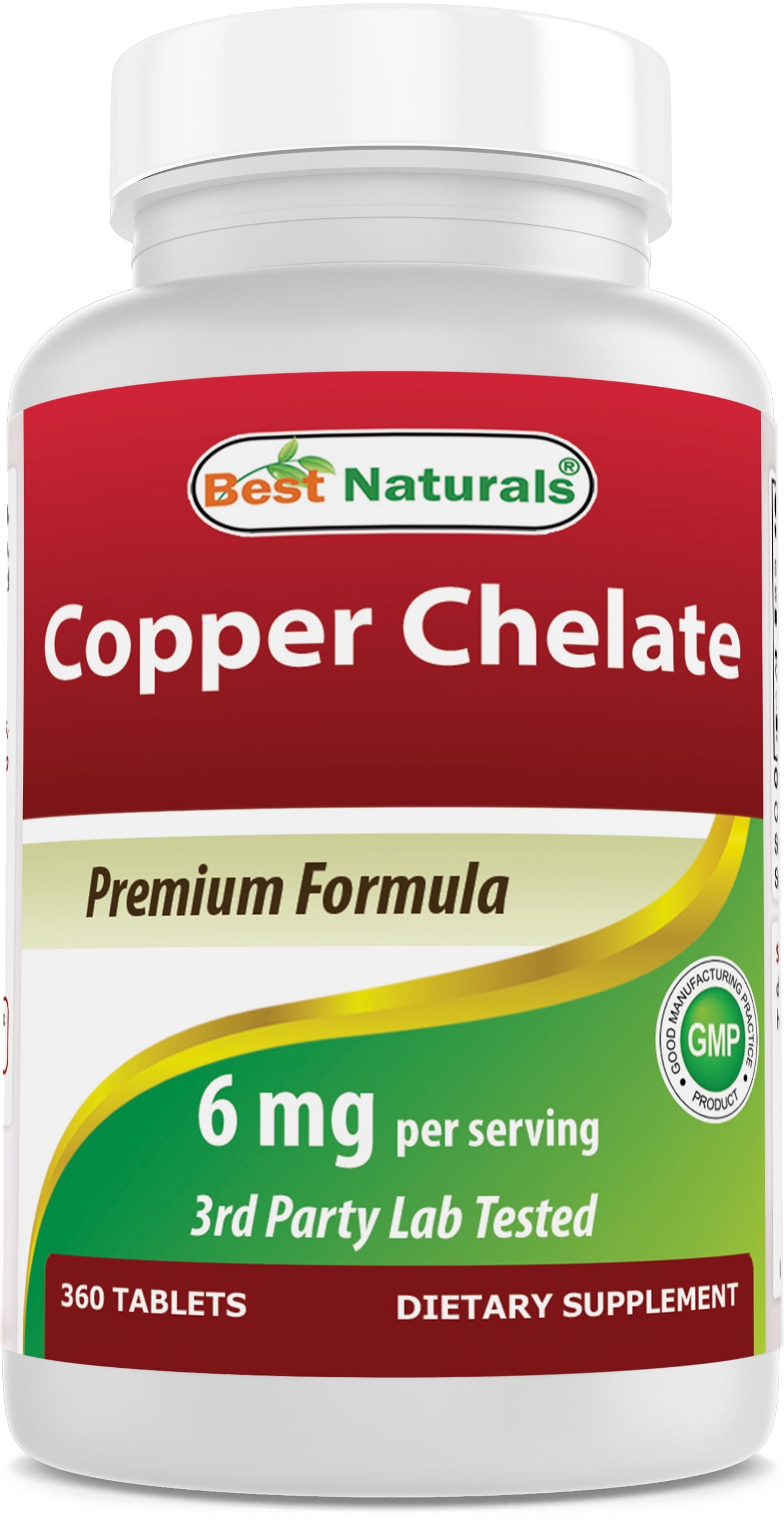 Best Naturals Copper Chelate 6 mg per Serving, 360 Tablets, Made in USA ...