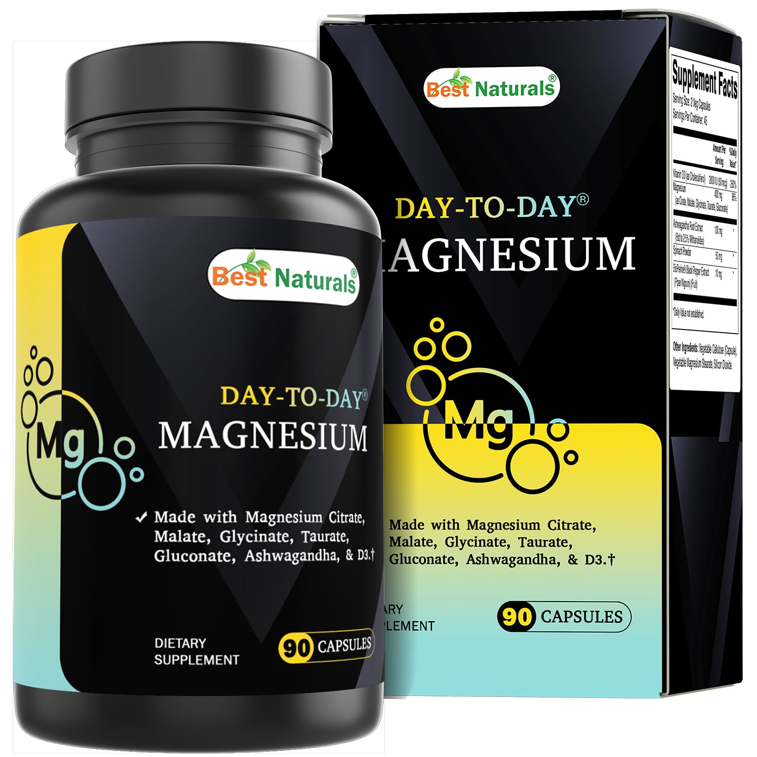 Best Naturals Day-to-Day Magnesium Supplement 400 mg 90 Veg Capsules ...
