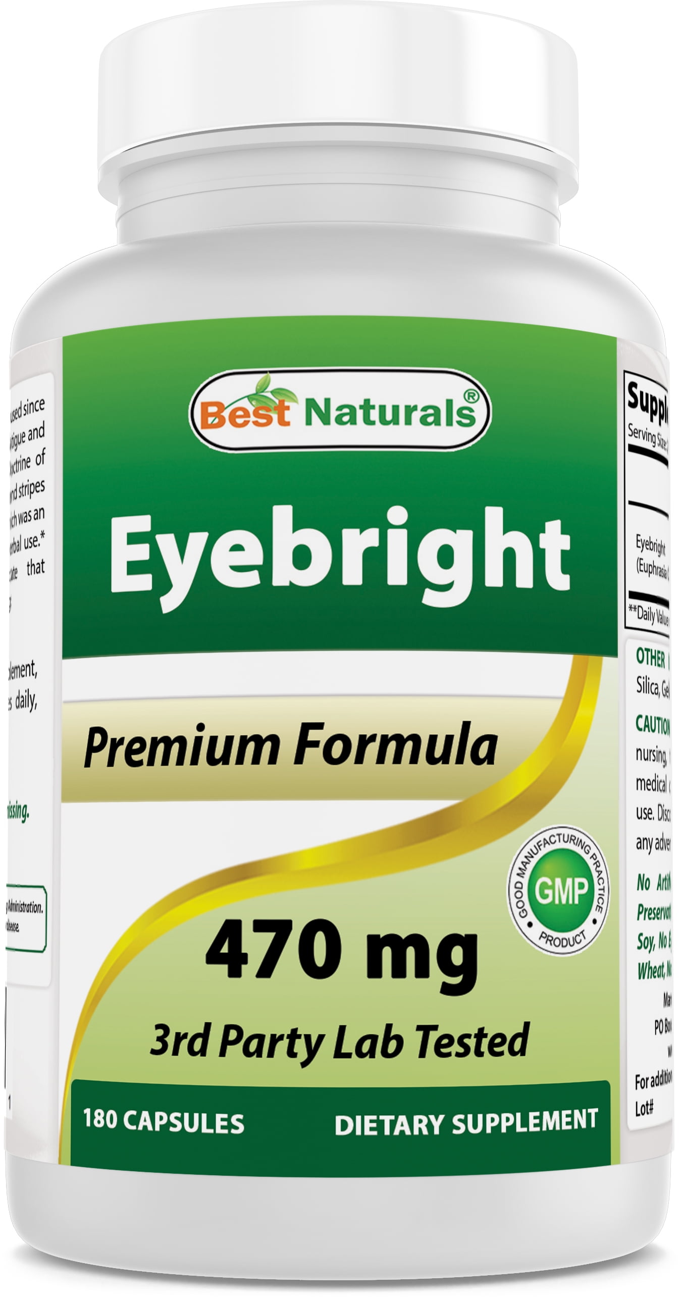 Best Naturals Eyebright 470mg Capsules for Eye Health, 180 Count ...