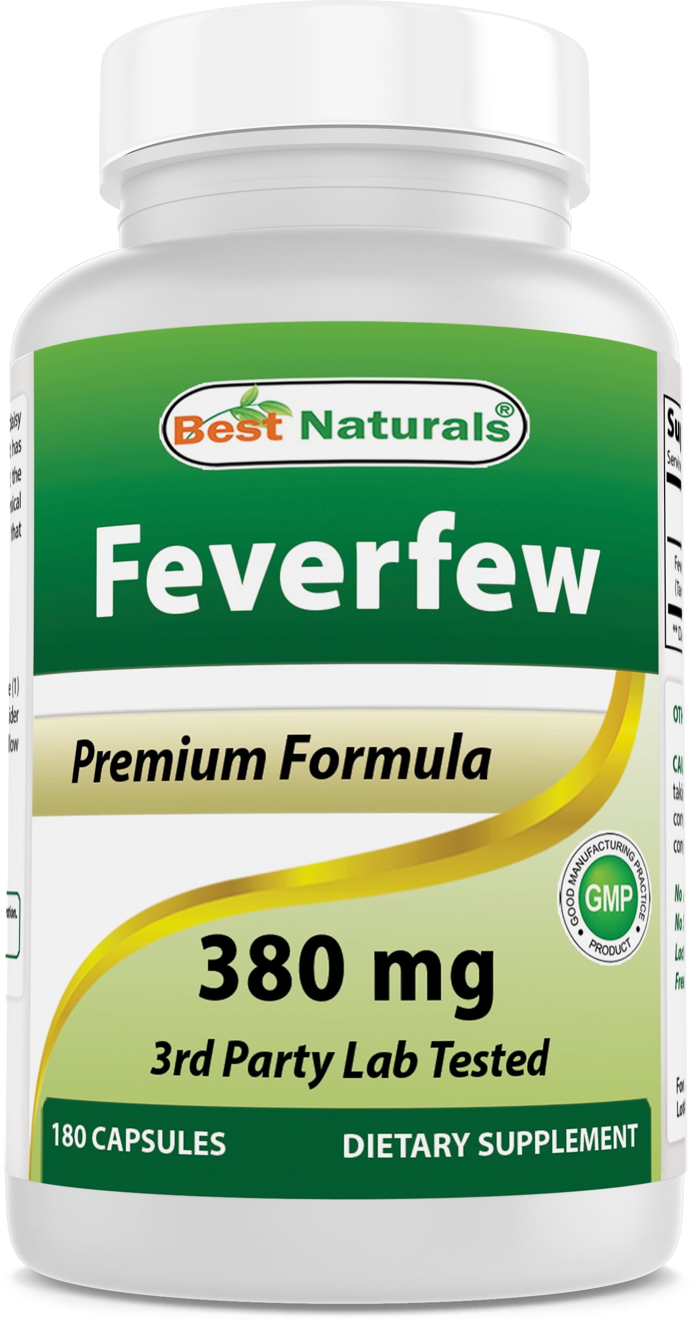 Best Naturals Feverfew 380 mg, 180 Capsules, Herbal Supplement for ...