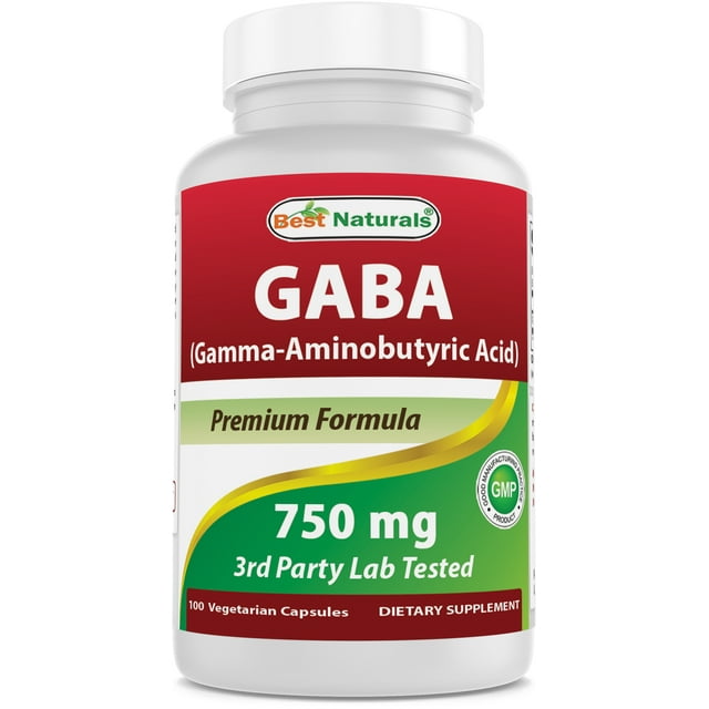 Best Naturals GABA 750 mg Pure Supplement Pills, 100 Vegetarian Capsules - Walmart.com