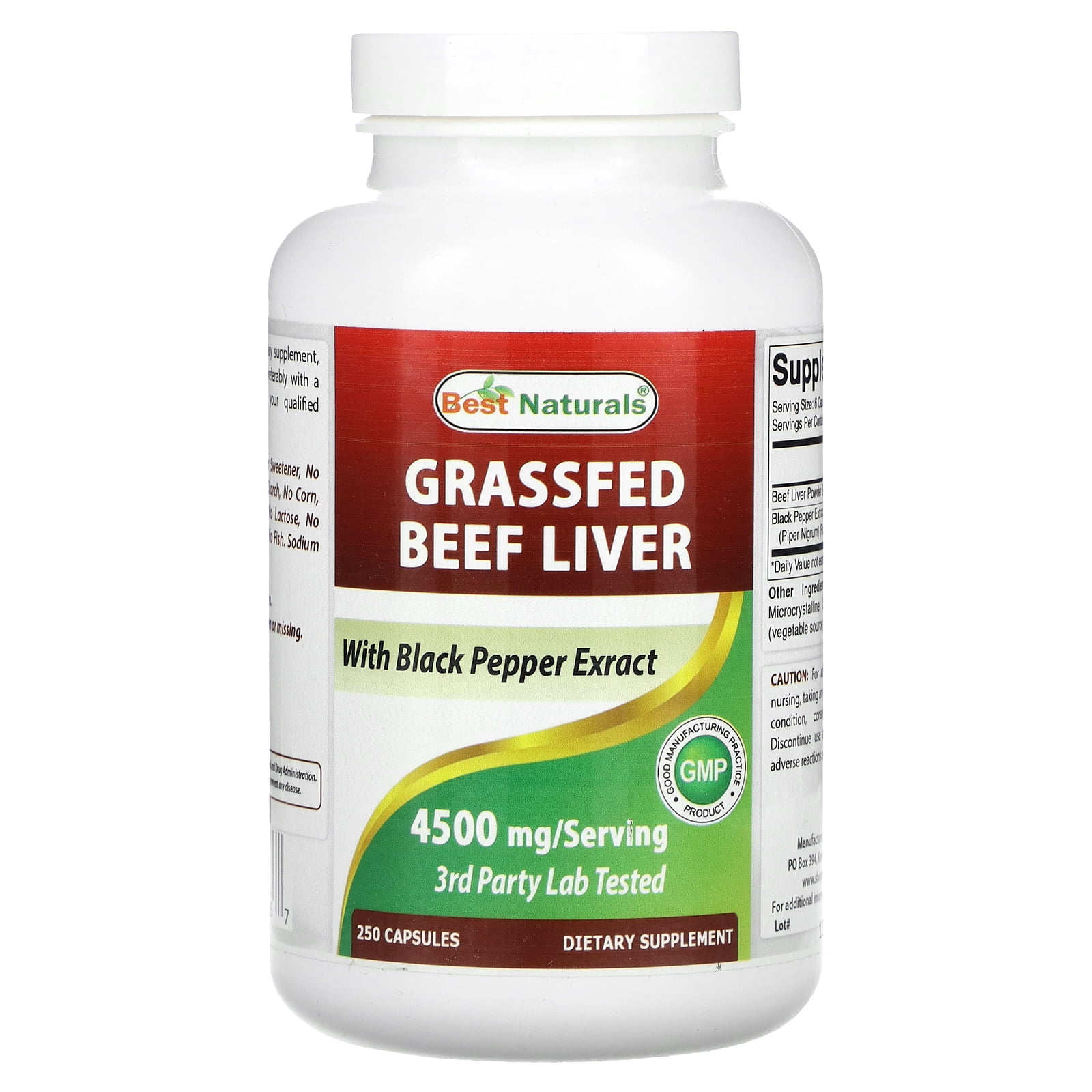 Best Naturals Grassfed Beef Liver, 250 Capsules - Walmart.com