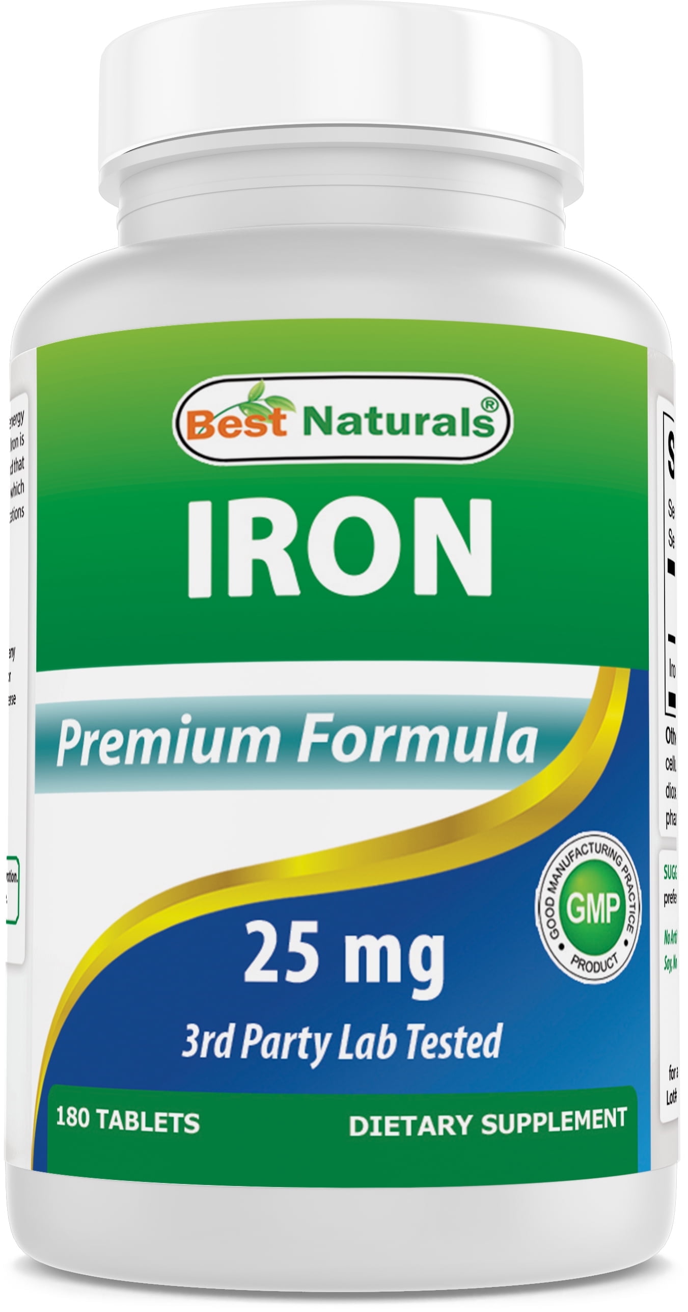 Best Naturals Iron Supplement, Iron Bisglycinate 25mg, 180 Tablets ...