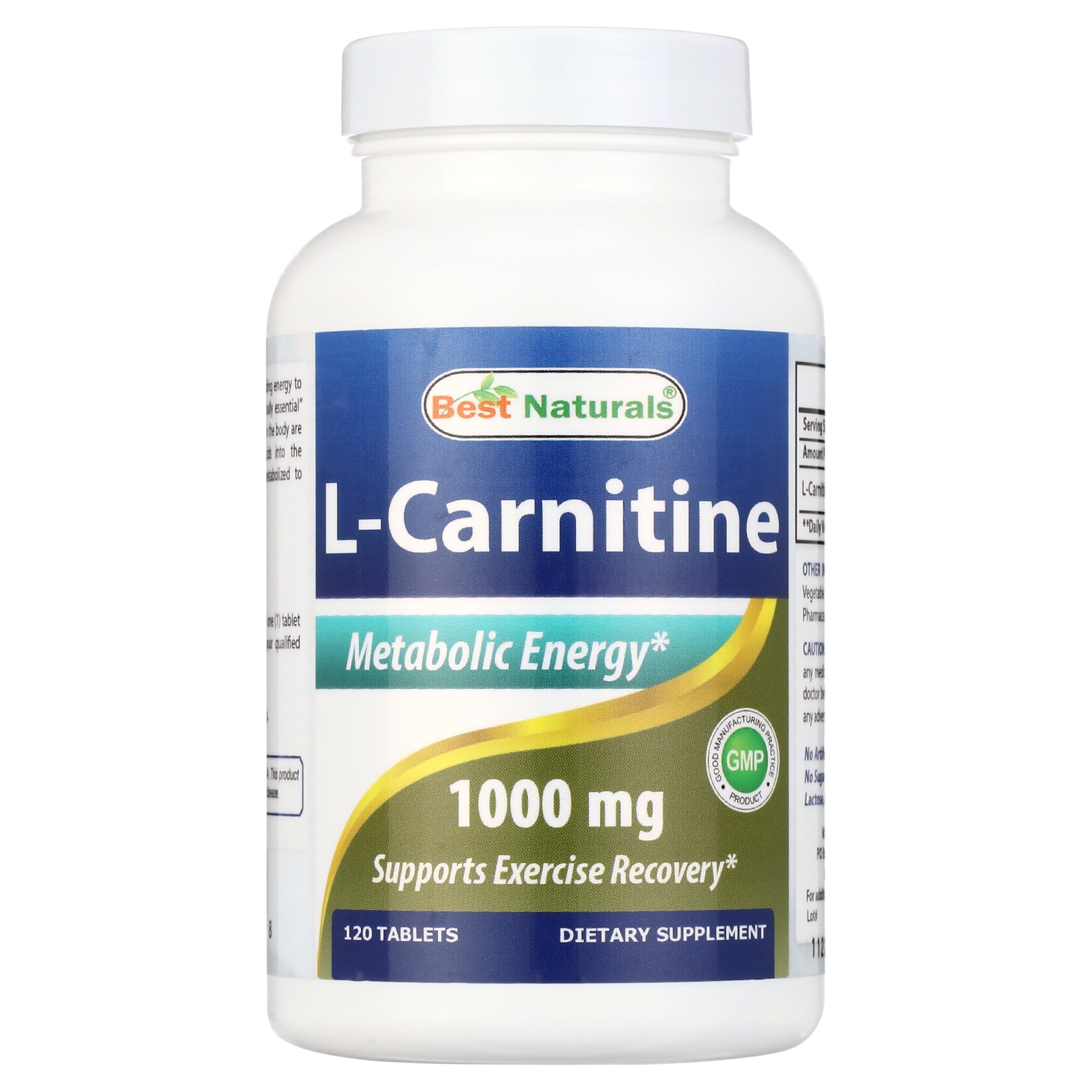 Best Naturals L-Carnitine 1000 mg - 120 Tablets for Metabolic Energy ...