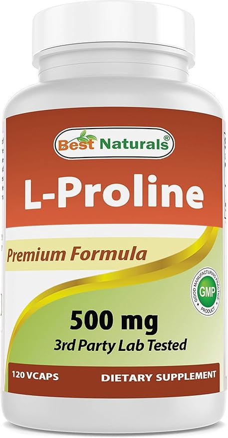 Best Naturals L-Proline 500mg Capsules | 120 Count | Supports Healthy ...