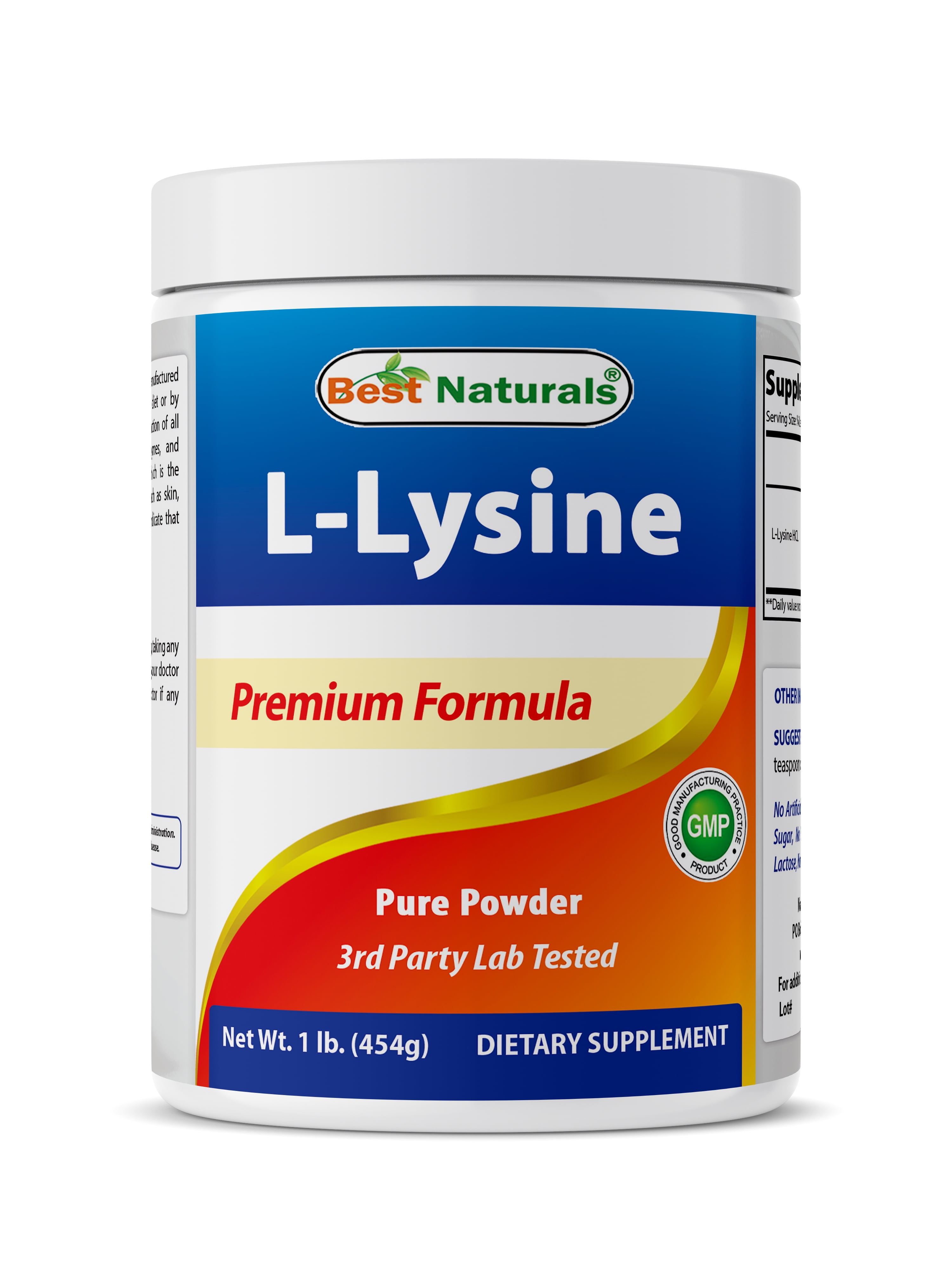 Best Naturals 100% Pure Lysine Powder 1 Lb (454g) - Supports Immune ...