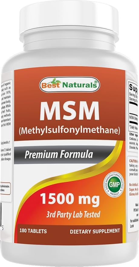 Best Naturals, MSM Supplement, 1500 mg, 180 Tablets for Joint Support ...