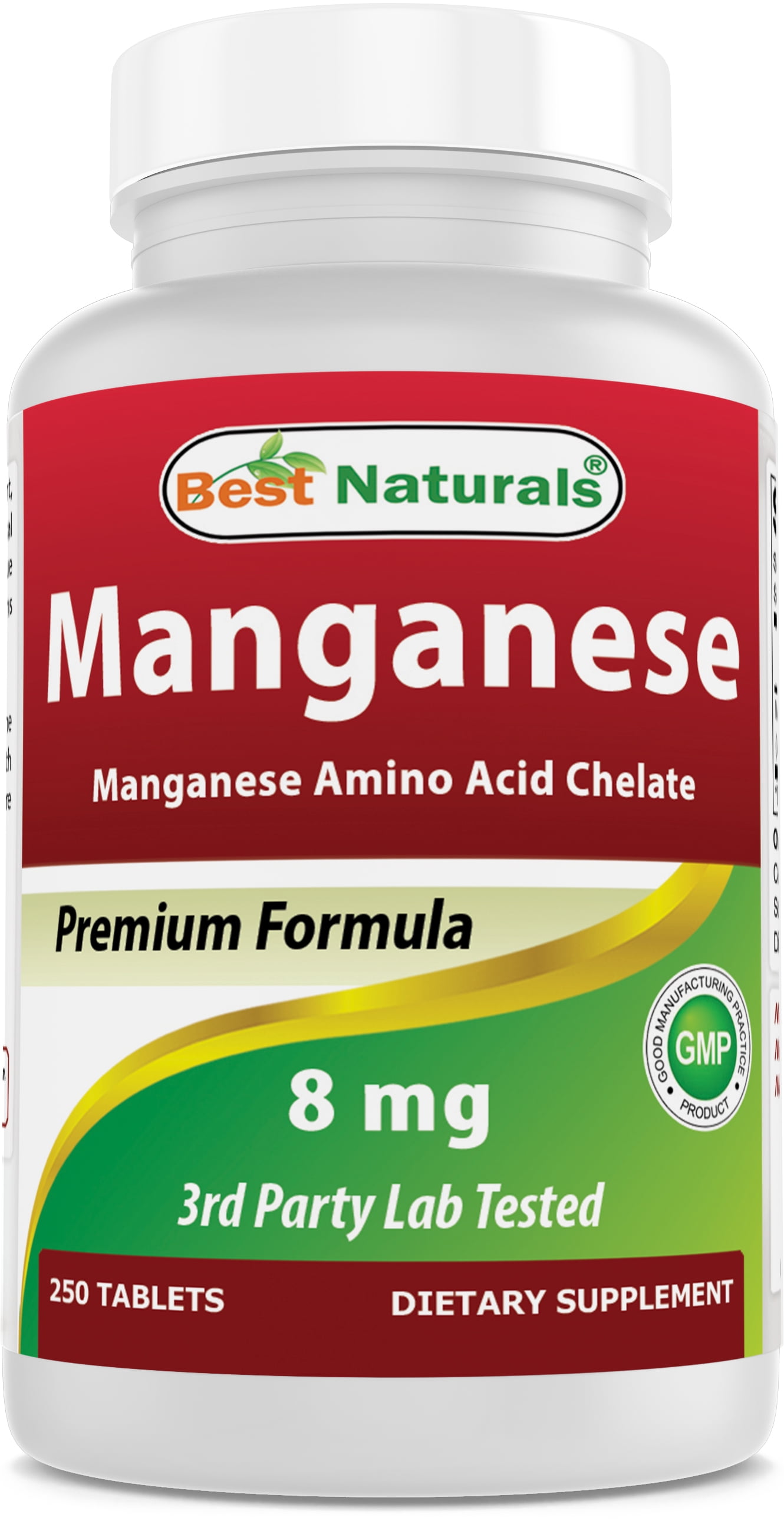 Best Naturals Manganese (Manganese Amino Acid Chelate) 8 mg- 250 ...