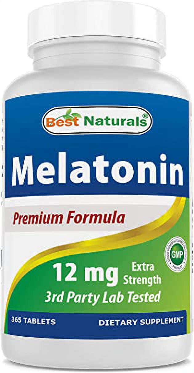 Best Naturals Melatonin 12mg, 365 Tablets - Drug-Free Nighttime Sleep ...