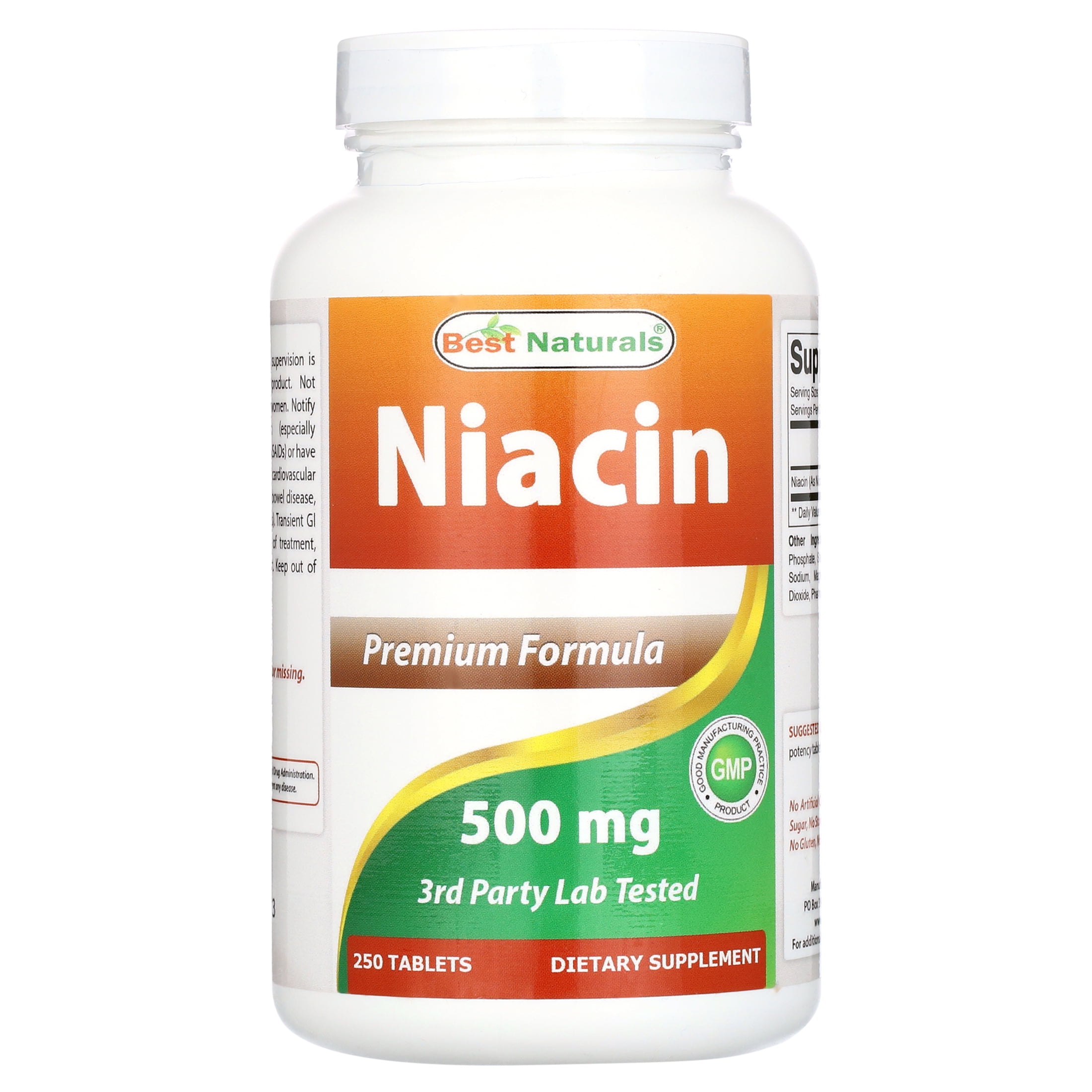 Best Naturals Niacin 500mg Tablets for Wellness & Energy Support | 250 ...