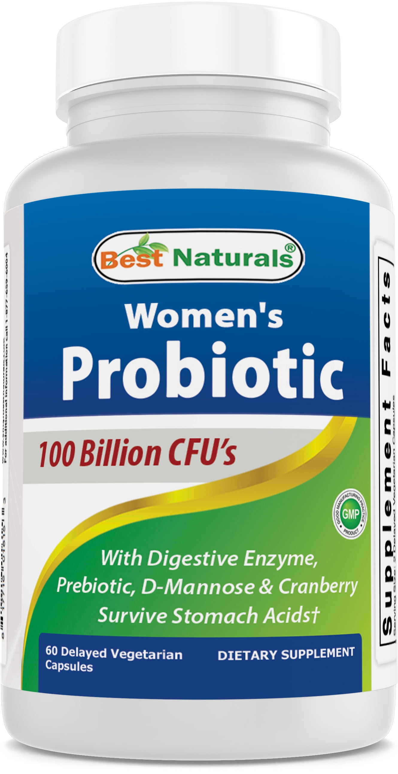 Best Naturals Probiotics for Women 100 Billion CFU - 10 Strains + Prebiotics Fiber + Digestive ...