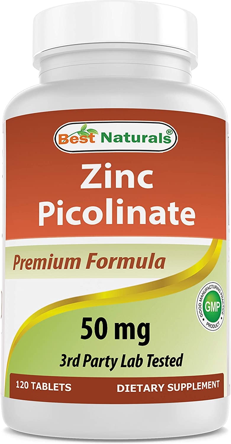 Best Naturals High Potency Zinc Supplement 50mg, 120 Tablets Non-GMO ...