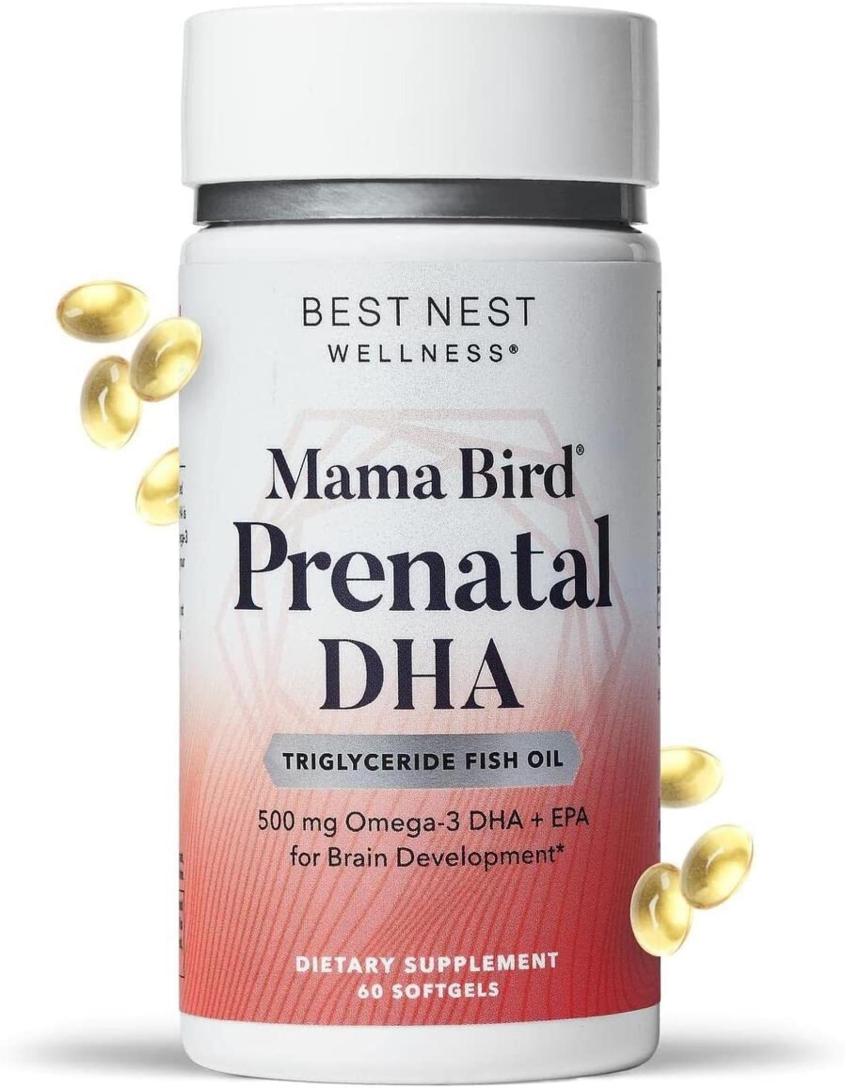 Best Nest Wellness Mama Bird Prenatal DHA Supplement, Omega 3 Fish Oil, Lemon Flavored, 60 Ct ...