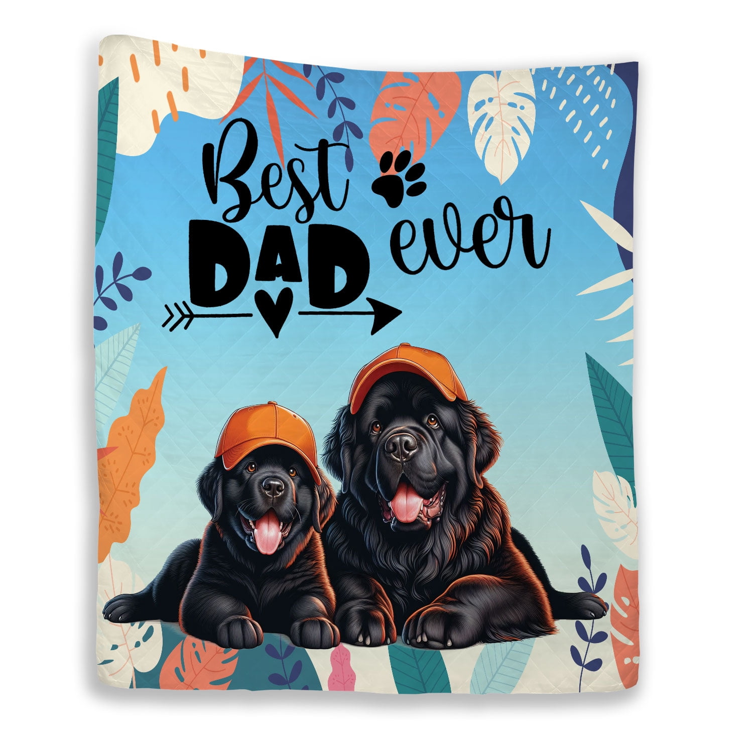 Best Newfoundland Dad Ever Happy Father's Day Quilt Blanket Newfie Dog ...