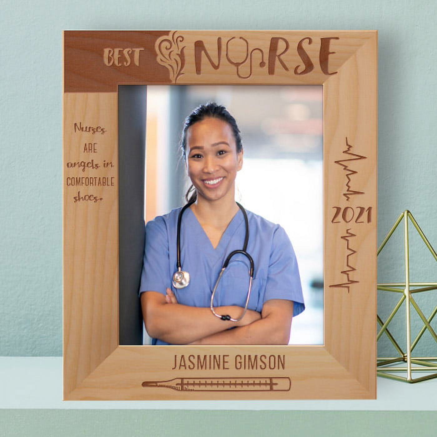 Best Nurse Personalized Wooden Frame 8" x 10" Brown (Vertical ...